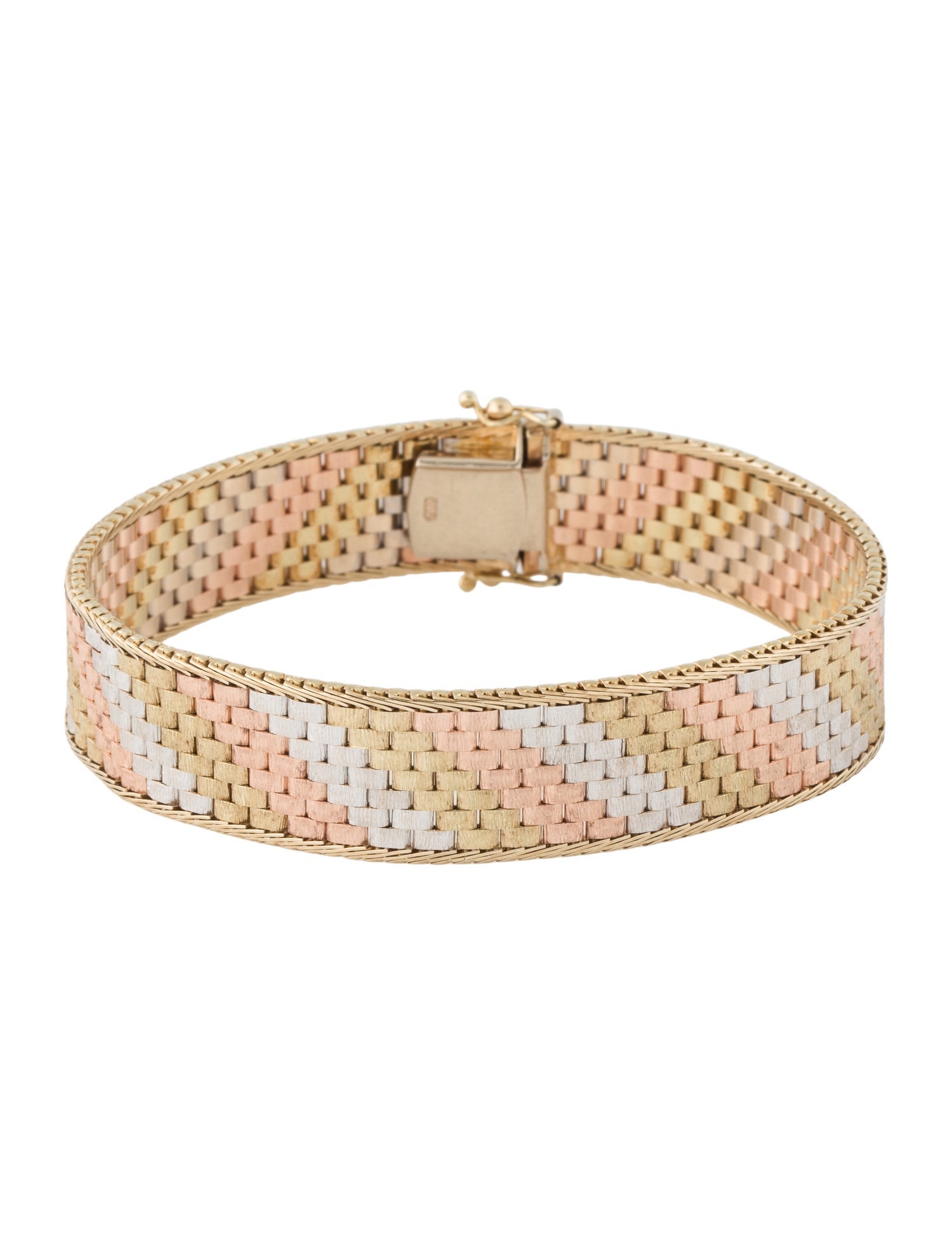 Bracelet 14K Tri-Color Mesh Link Bracelet - 14K Yellow Gold Link ...