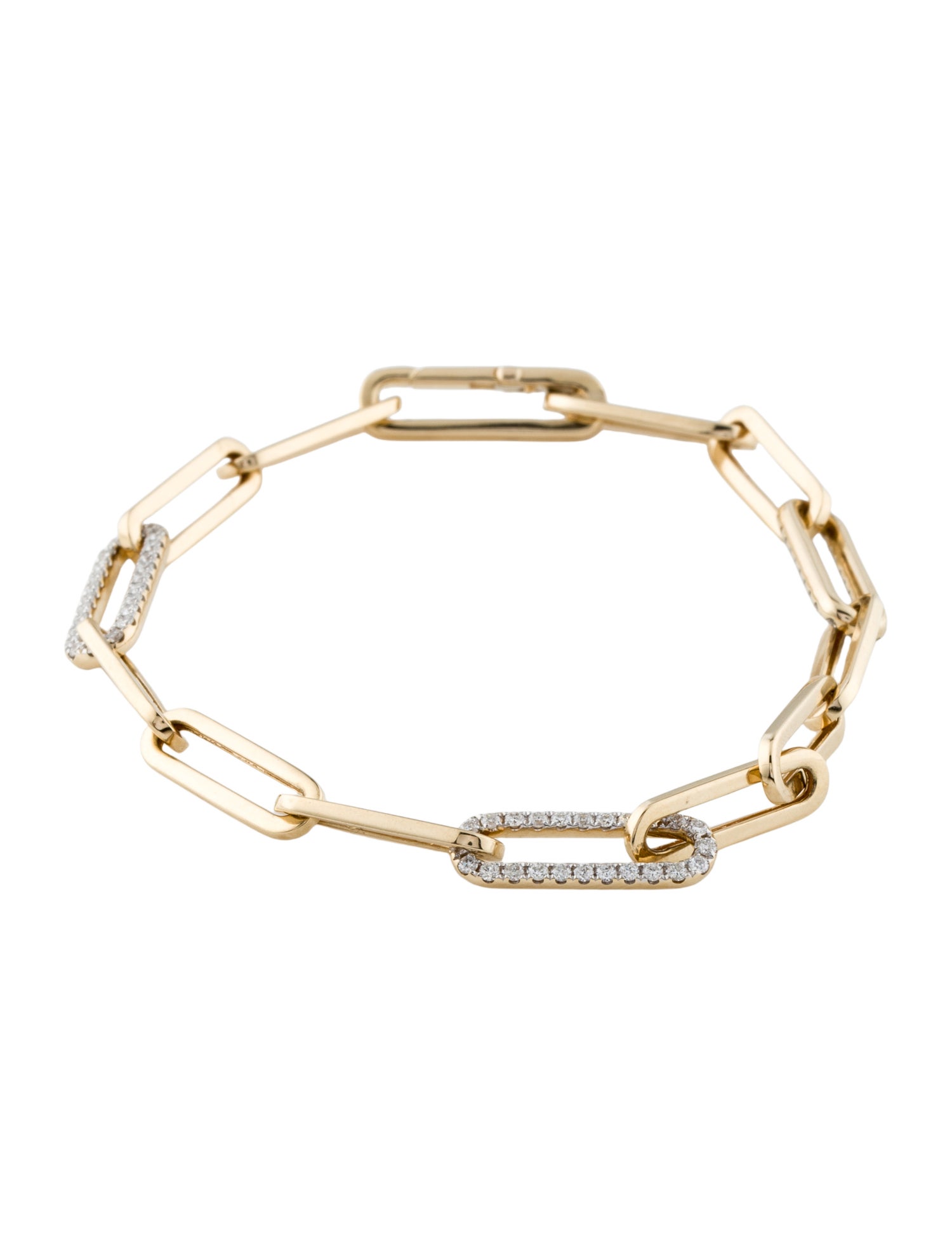 Bracelet 14K Diamond Paperclip Link Bracelet - 14K Yellow Gold Link ...