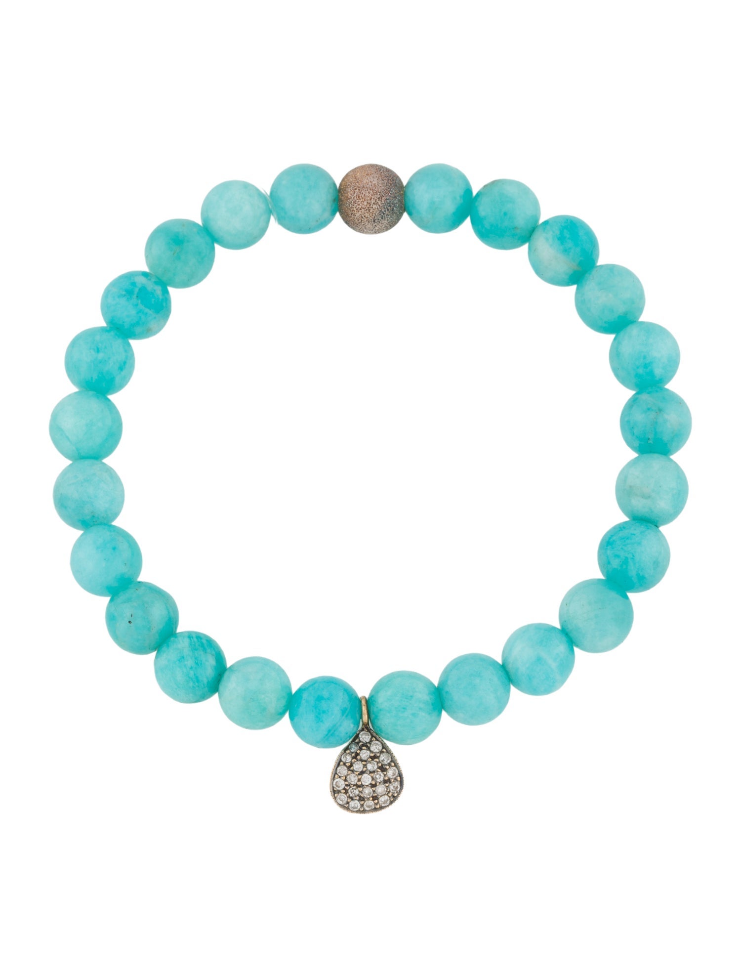 Bracelet 18K Diamond Charm & Amazonite Bead Bracelet - 18K Yellow Gold ...