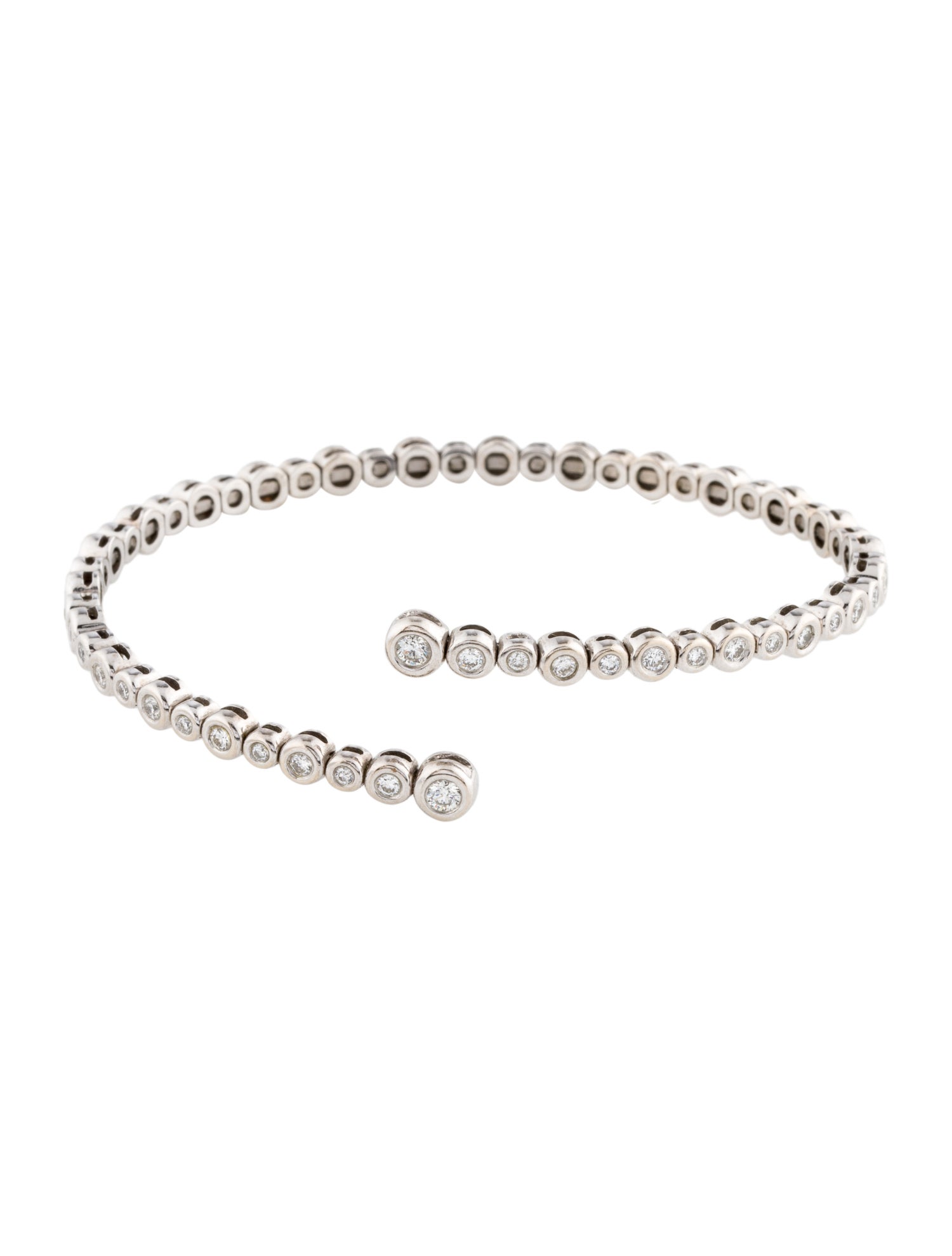 Bracelet 14K Diamond Bypass Bangle Bracelet - 14K White Gold Cuff ...
