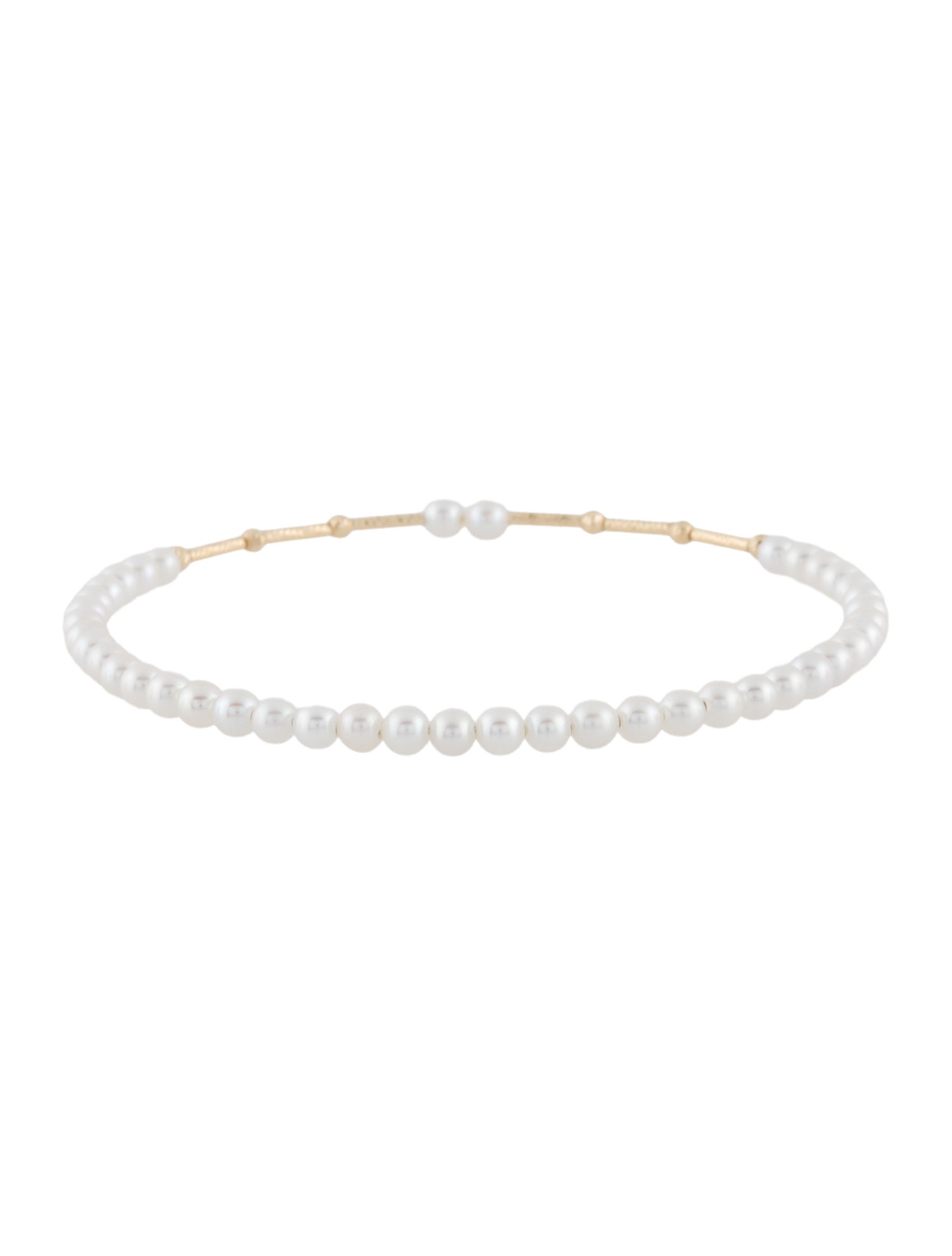 Bracelet 18K Pearl Flexible Bangle Bracelet - 18K Yellow Gold Bangle, Bracelets - BRACE178618 ...