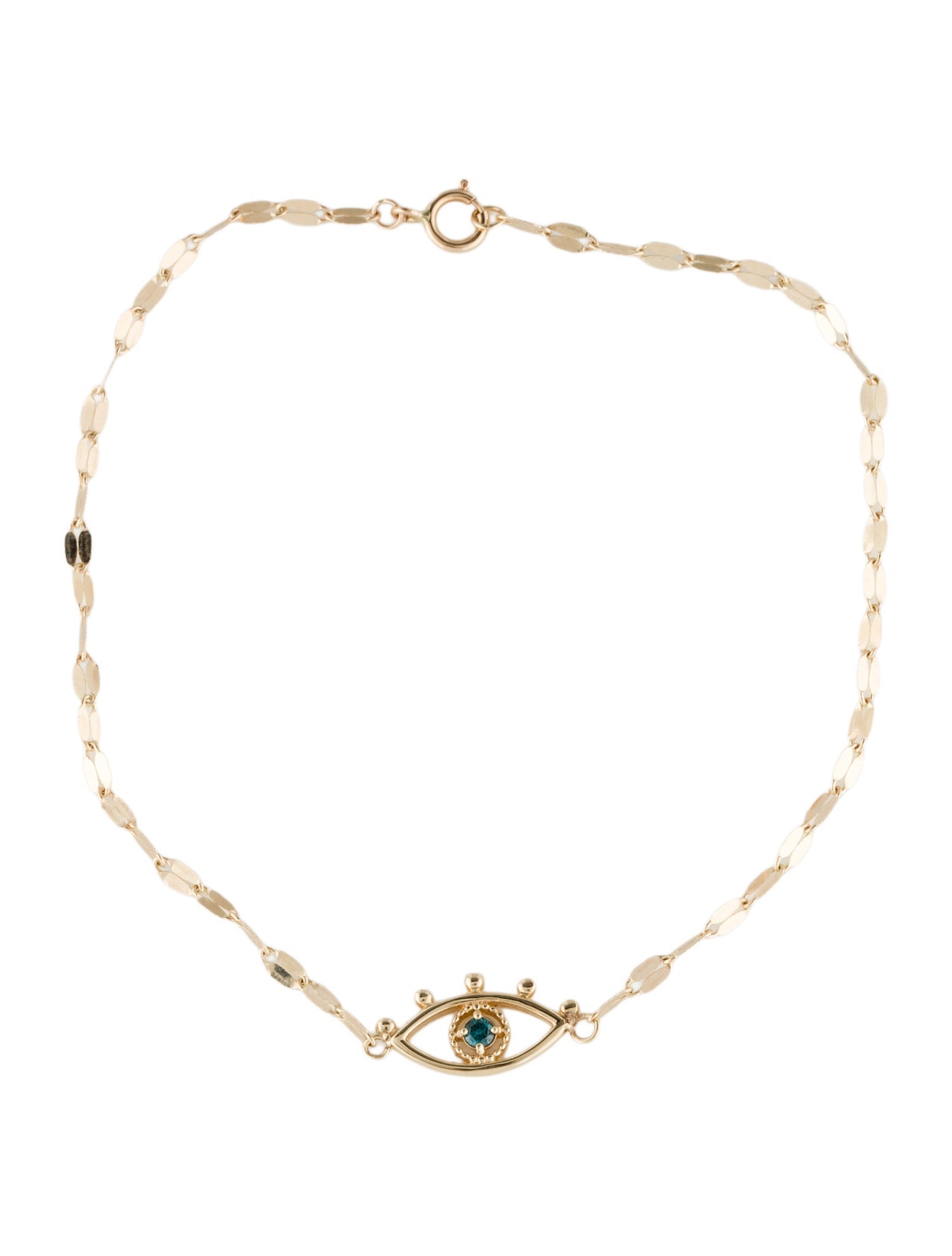 Bracelet 14K Diamond Evil Eye Link Bracelet - 14K Yellow Gold Link ...