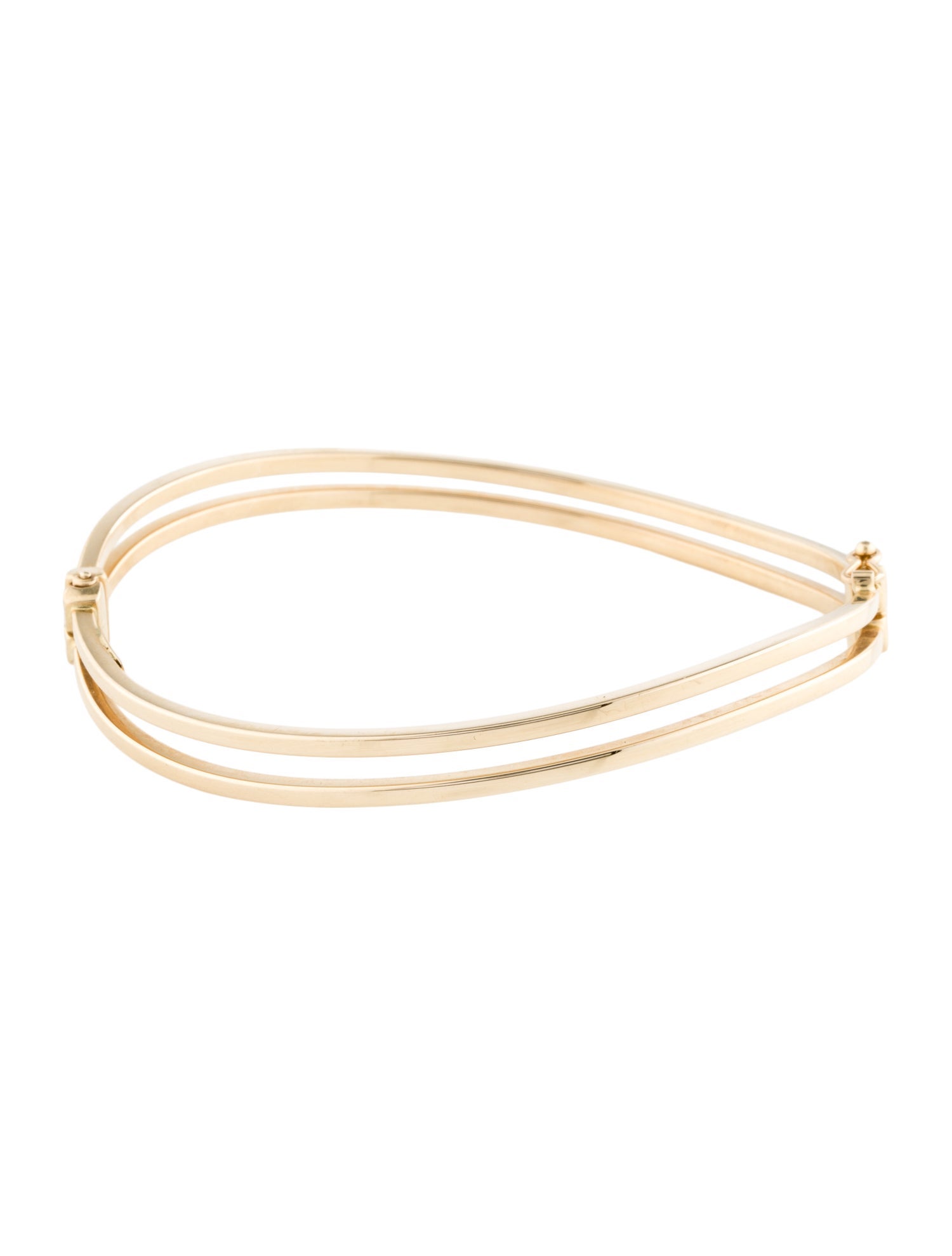 Bracelet 14K Double Row Oval Wave Bangle Bracelet - 14K Yellow Gold ...