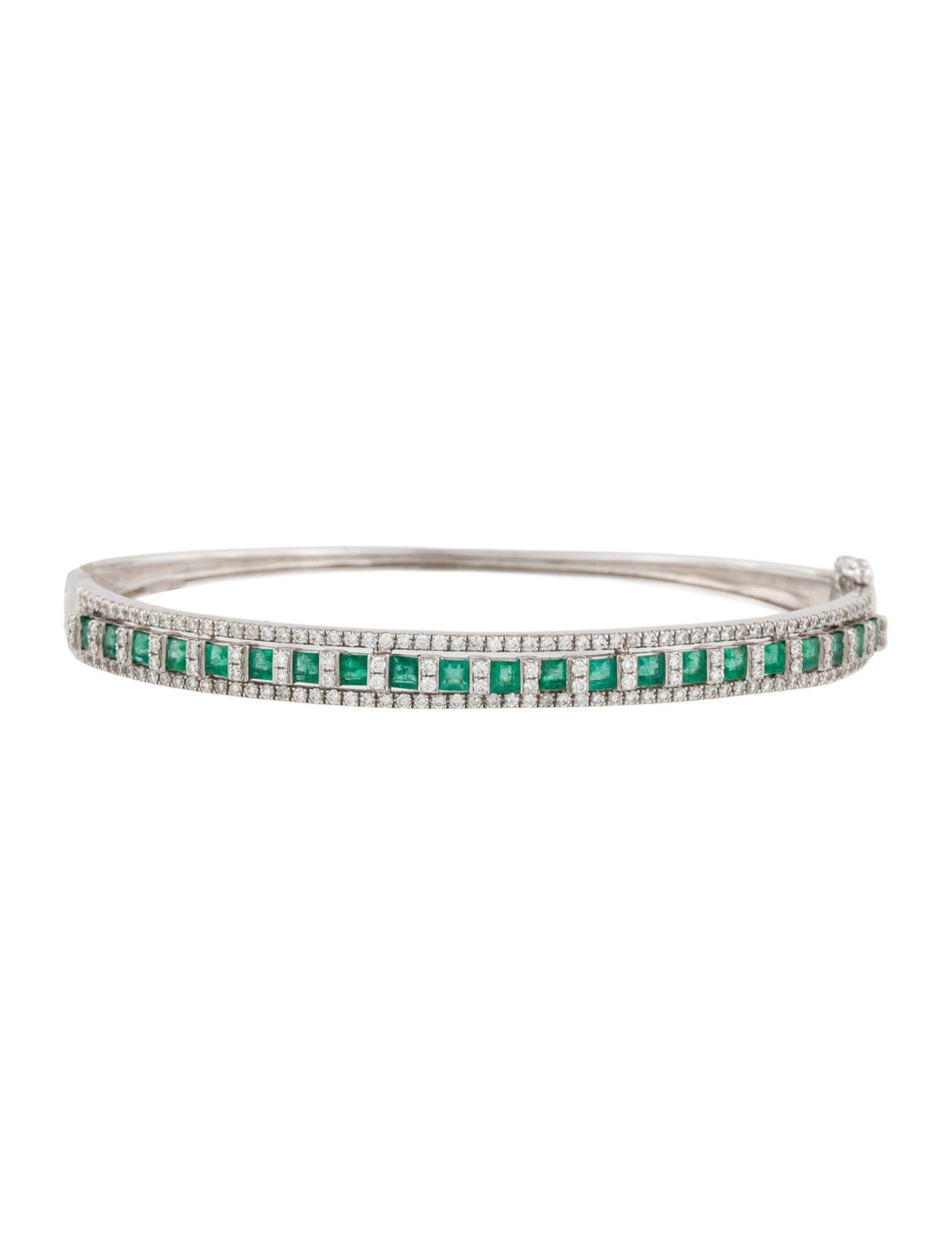 Bracelet Luvente 14K Emerald & Diamond Hinged Bangle - 14K White Gold Bangle, Bracelets ...