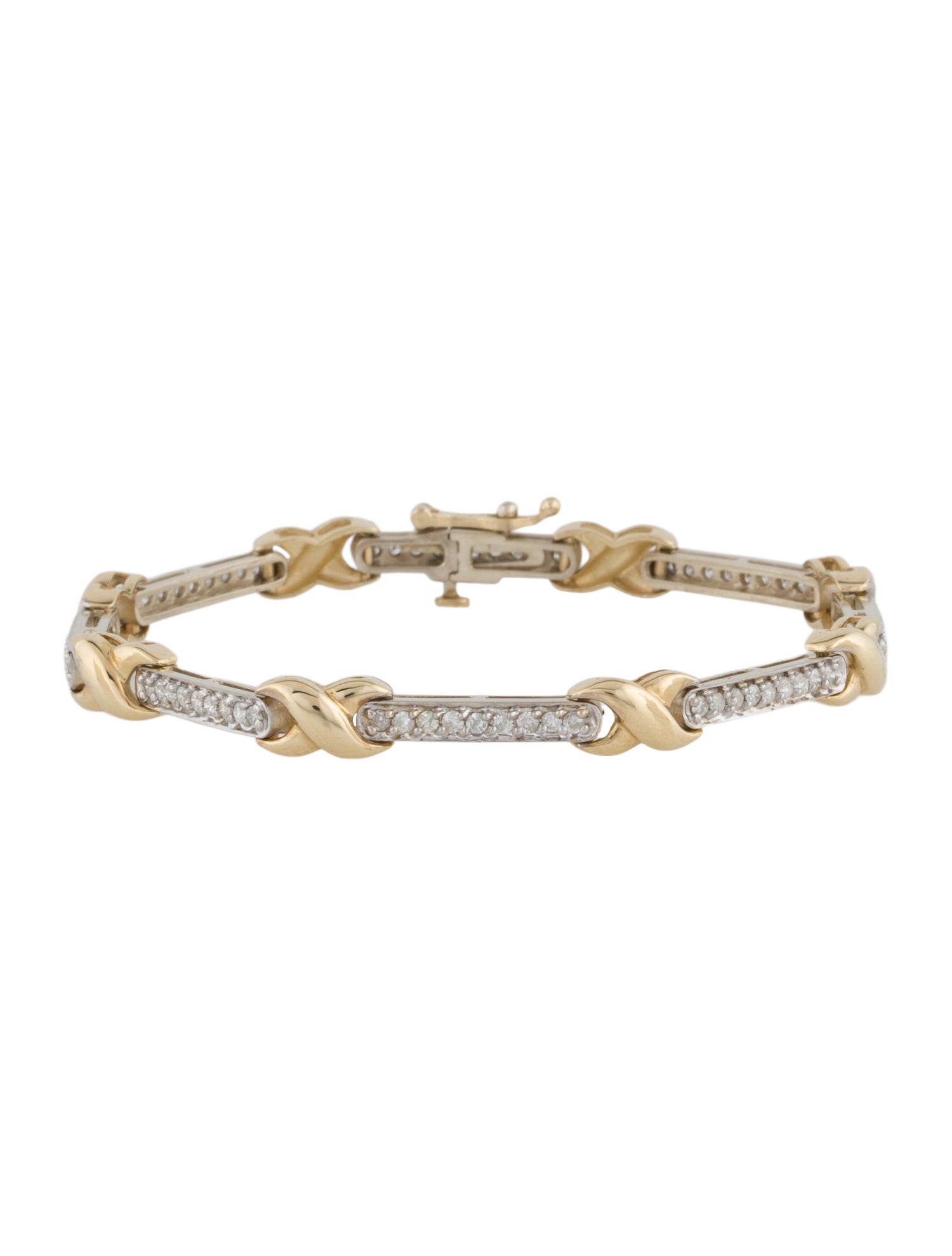 Bracelet 14K Diamond X Link Bracelet - 14K Yellow Gold Link, Bracelets ...