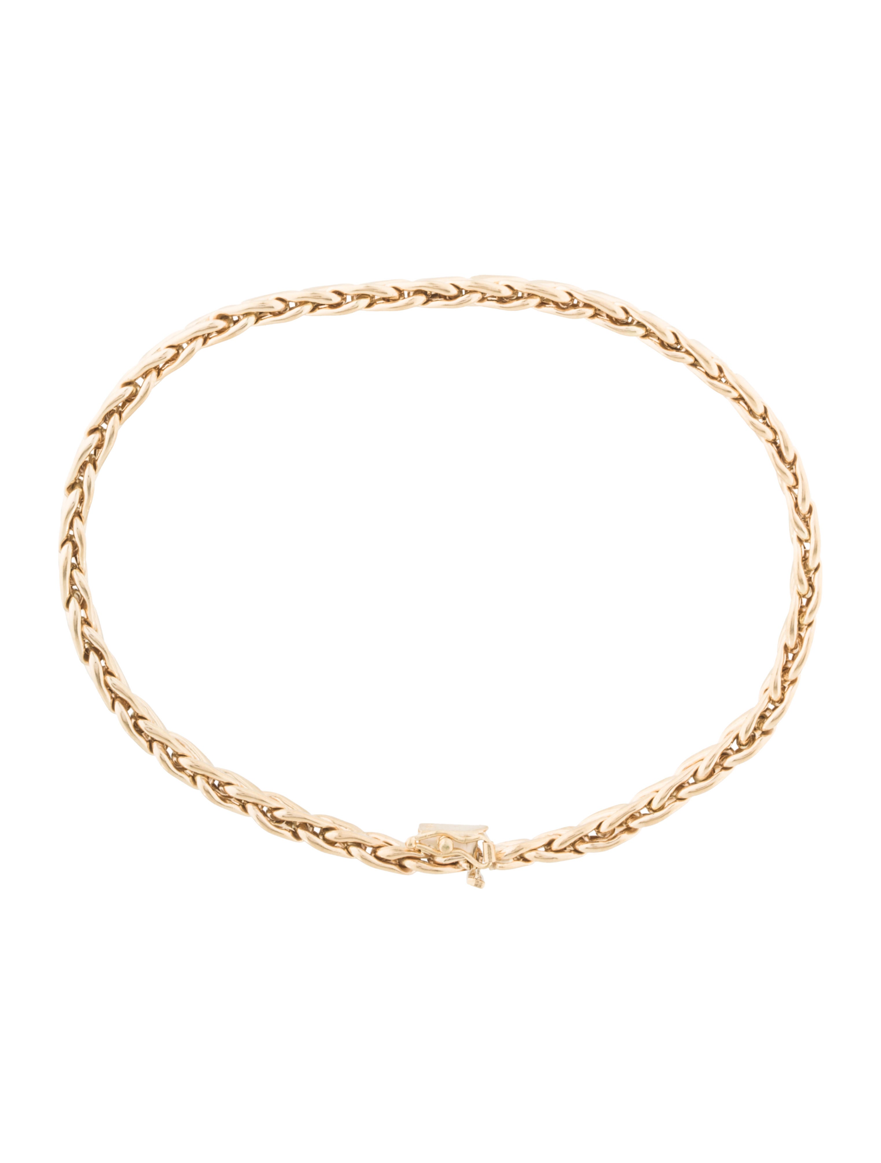 14K Flat Wheat Chain Bracelet - Bracelets - BRACE24890 | The RealReal