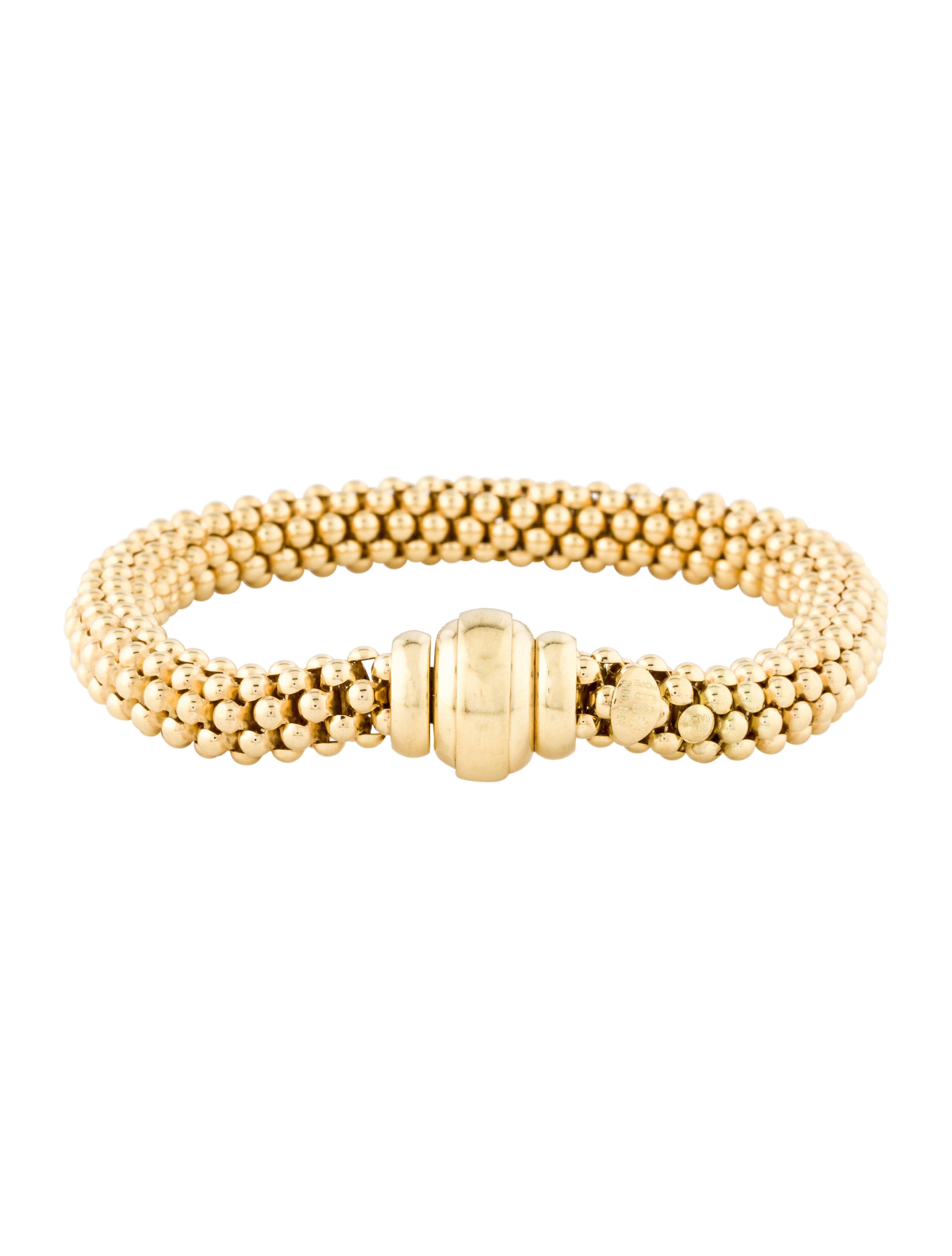 Bracelet 18K Beaded Texture Soft Bangle - 18K Yellow Gold Bangle ...