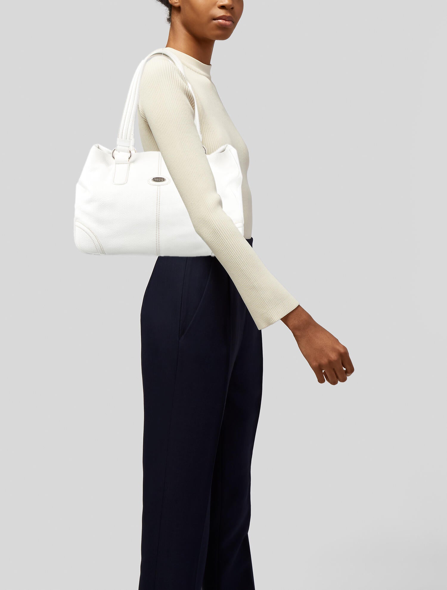 Bric's Pebbled Leather Shoulder Bag - White Shoulder Bags, Handbags ...