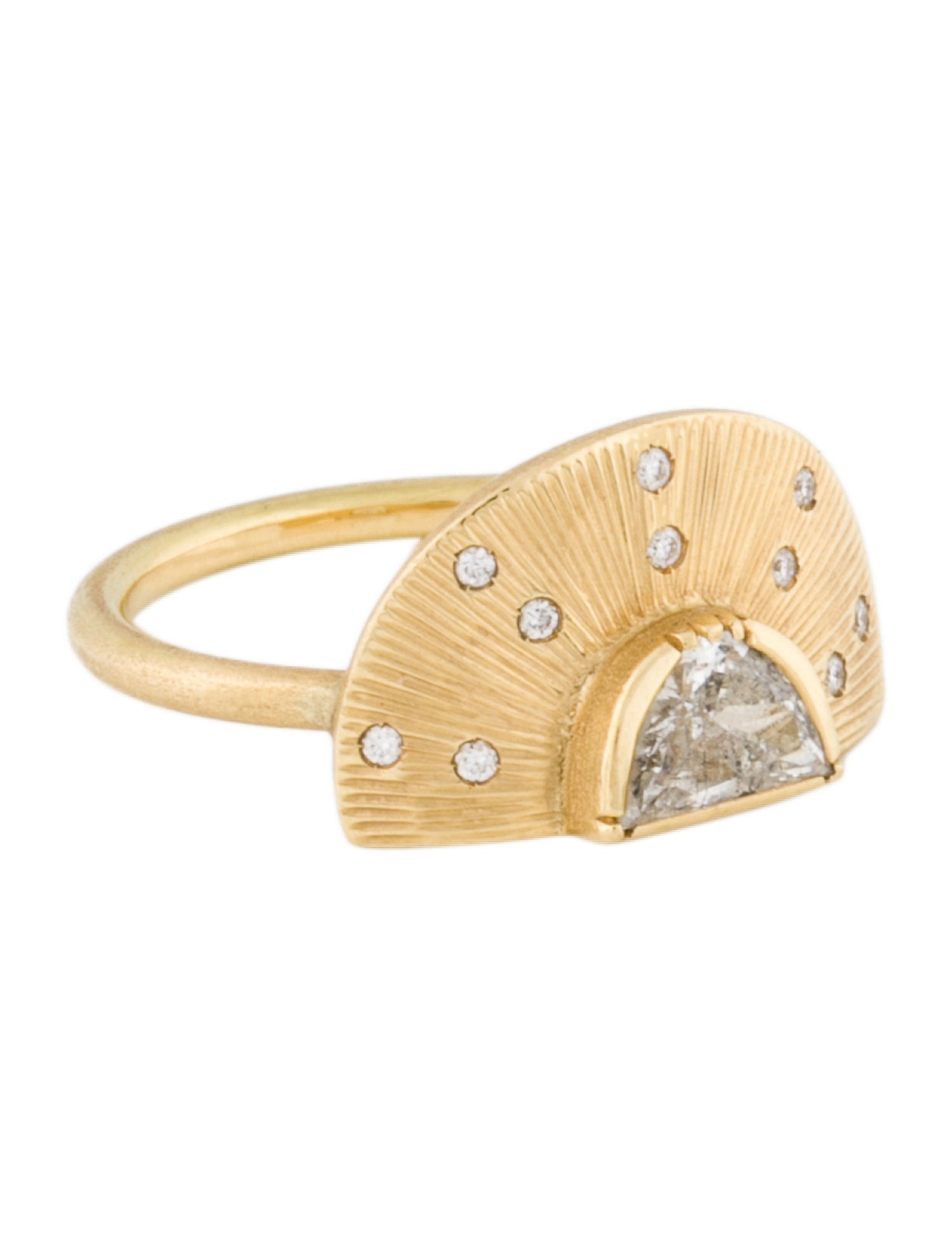 Brooke Gregson 18K Diamond Half Moon Ring - 18K Yellow Gold Cocktail ...
