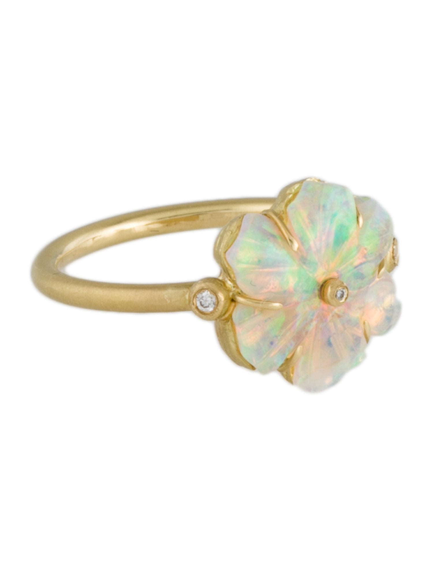 Brooke Gregson 18K Opal Flower & Diamond Cocktail Ring - 18K Yellow ...