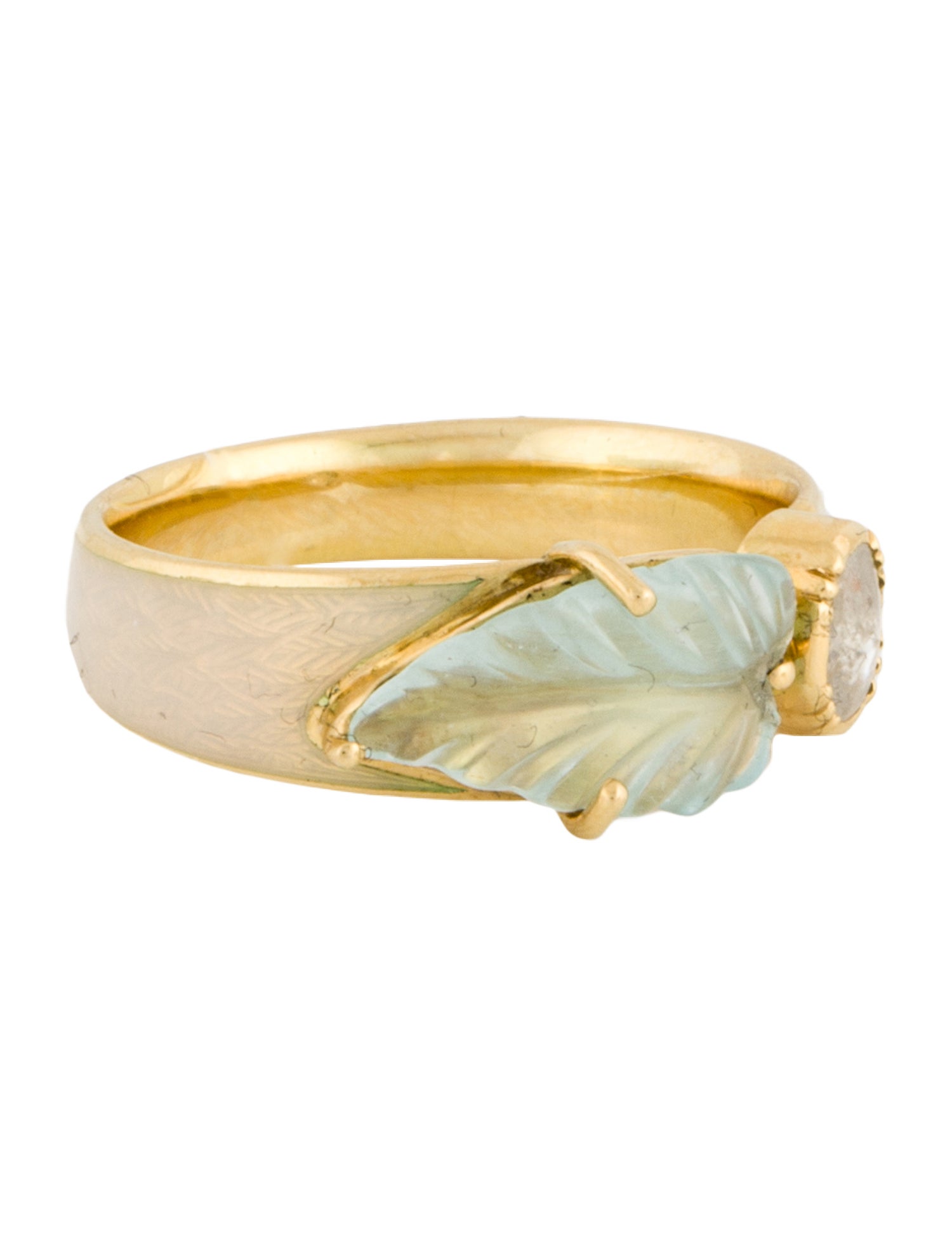 Brooke Gregson 18K Diamond & Aquamarine Leaf Cocktail Ring - 18K Yellow ...