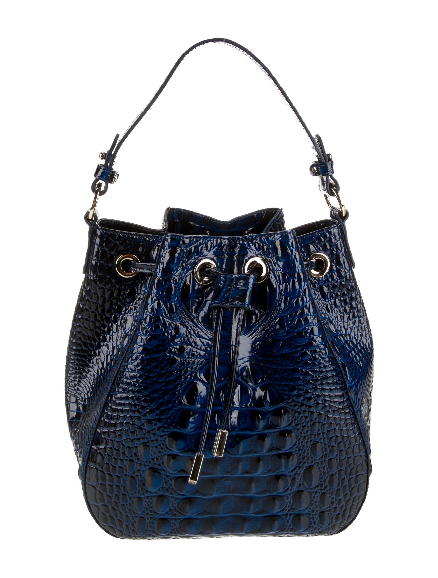 Brahmin Embossed Leather Bucket Bag w/ Tags - Blue Bucket Bags ...