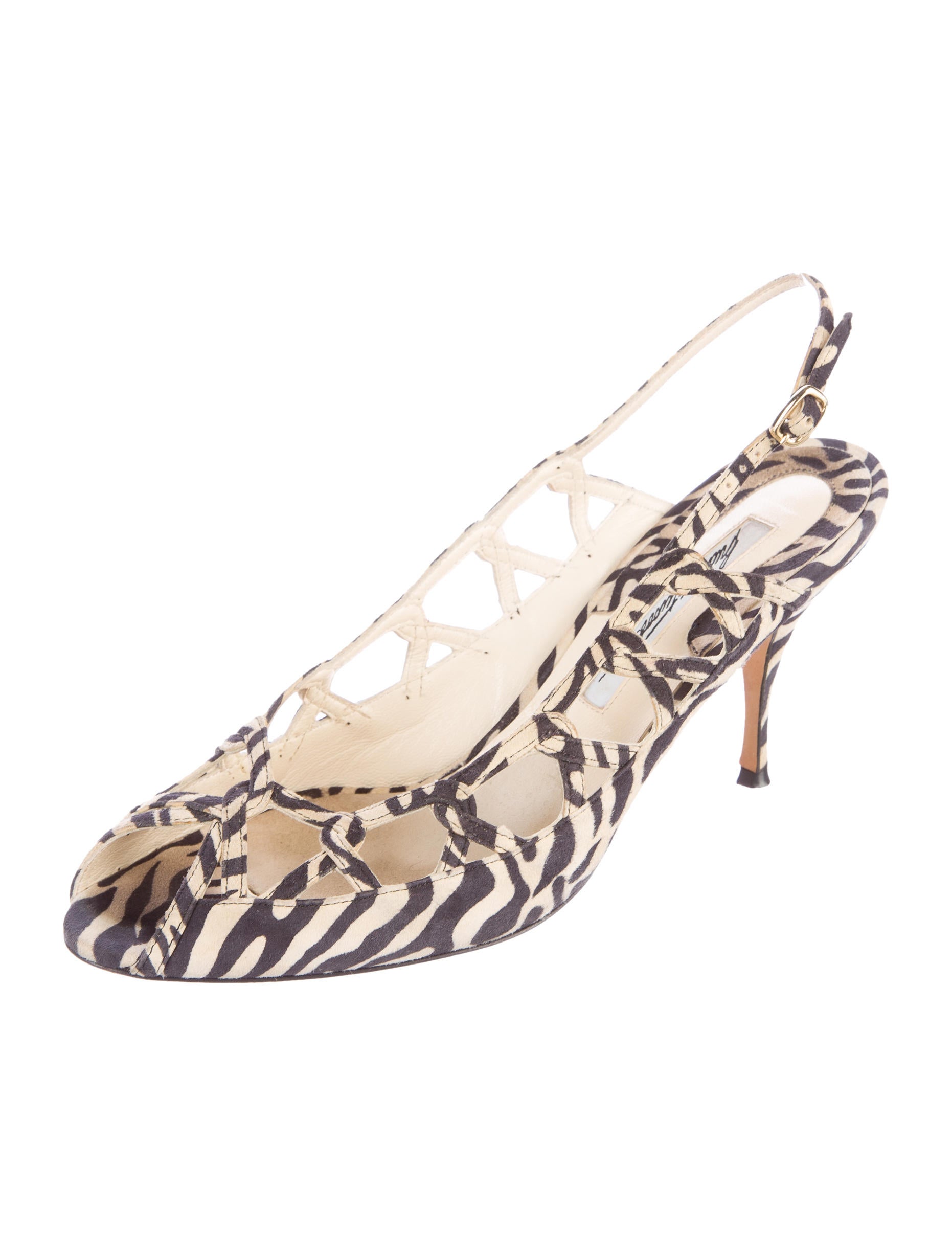 Brian Atwood Suede Zebra Print Sandals - Black Sandals, Shoes ...