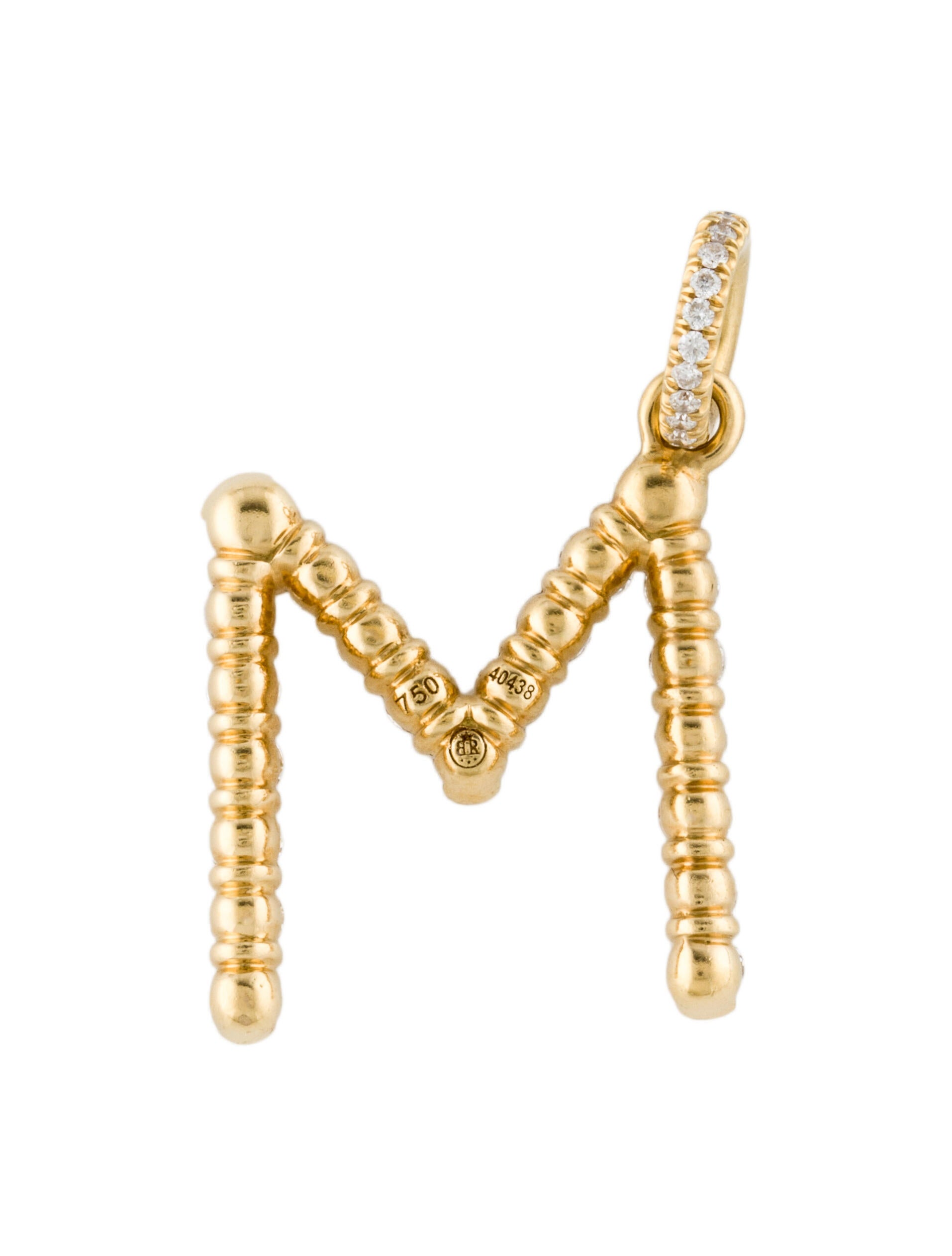 Briony Raymond 18K Diamond Letter 'M' Pendant - 18K Yellow Gold Pendant ...
