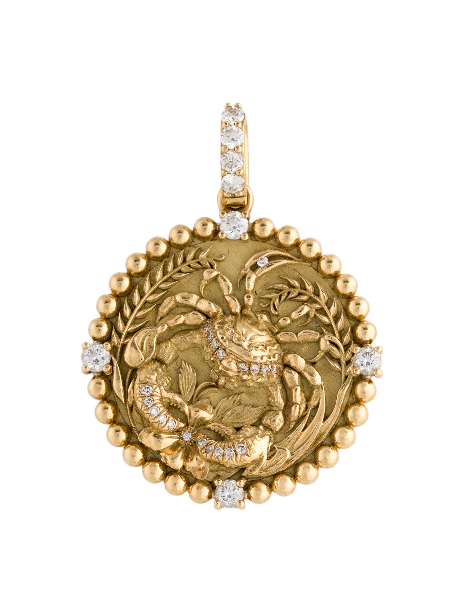 Briony Raymond 18K Diamond Cancer Pendant - 18K Yellow Gold Pendant ...