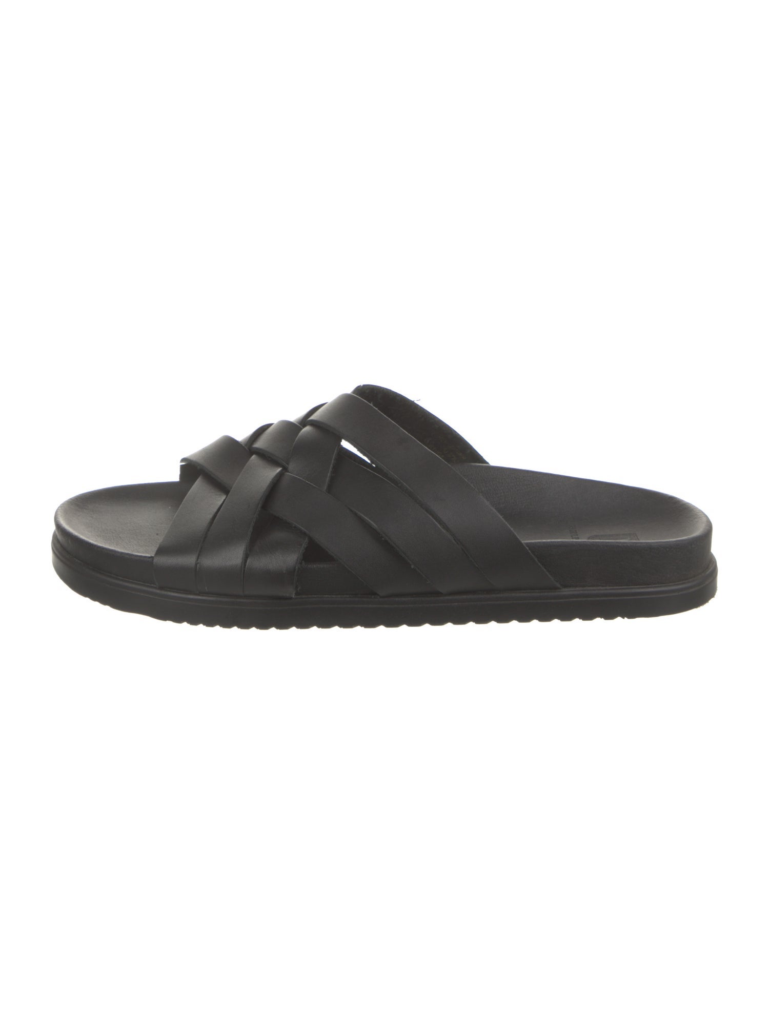 Bruno Magli Leather Slides - Black Sandals, Shoes - BRN30832 | The RealReal
