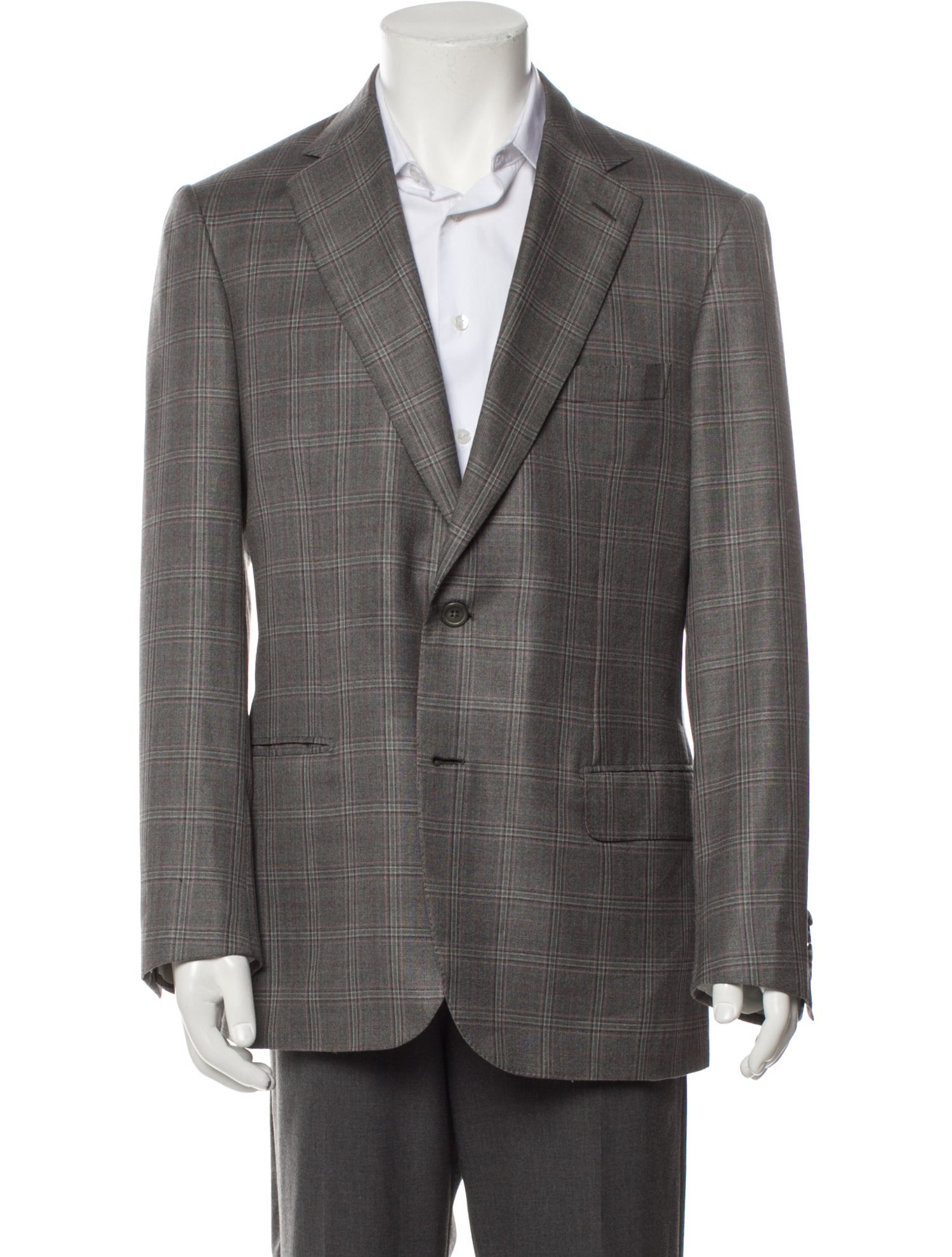Brioni Plaid Print Blazer - Grey Suiting, Clothing - BRO72176 | The ...