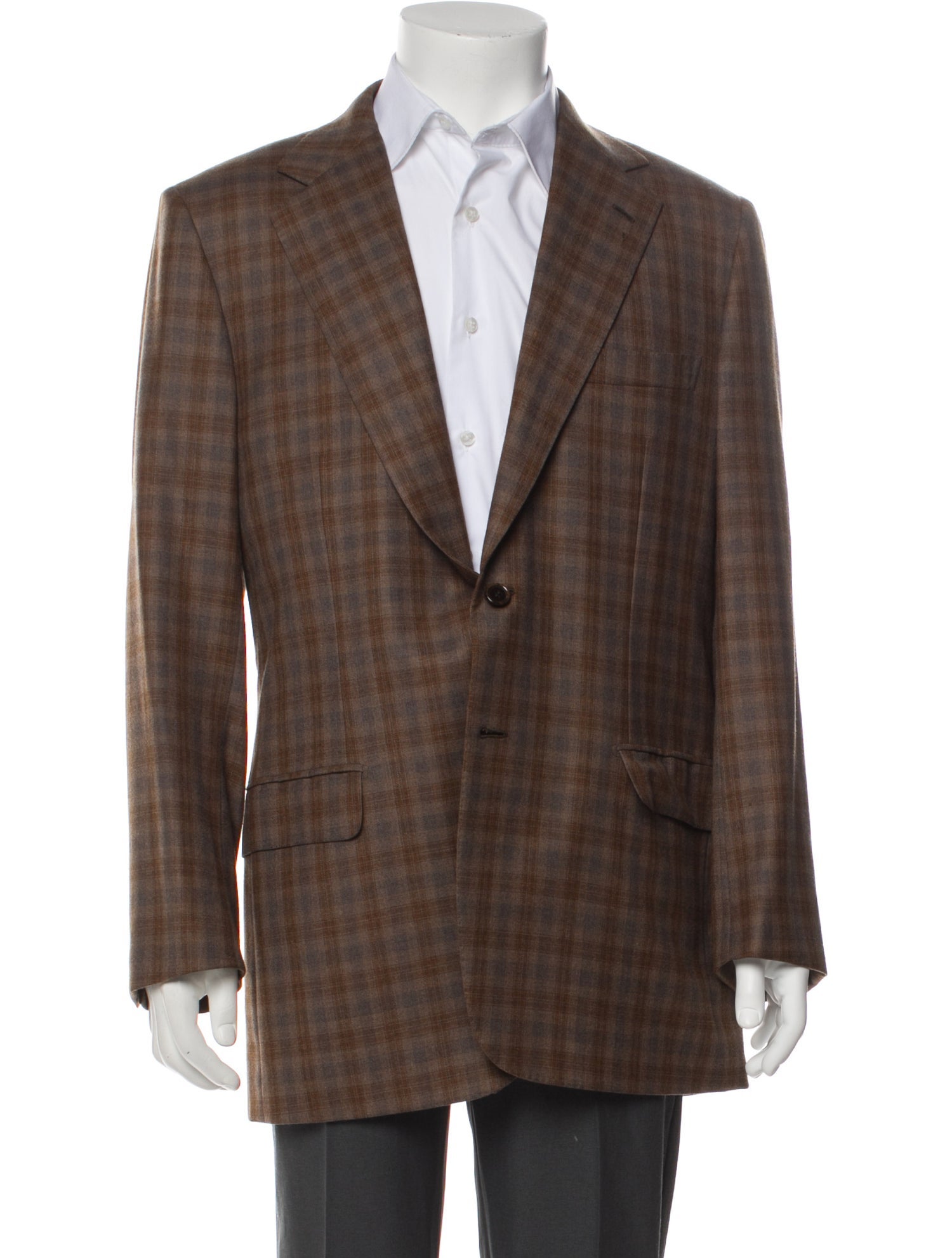 Brioni Plaid Print Blazer - Brown Suiting, Clothing - BRO74166 | The ...