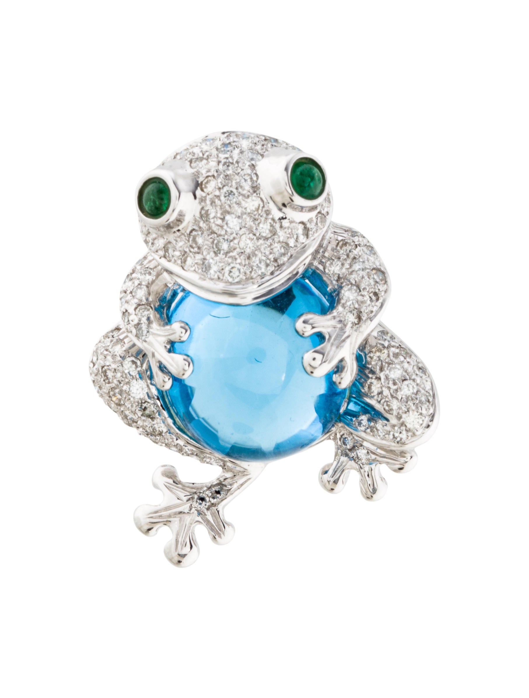 Brooch 18K Blue Topaz & Diamond Brooch Pendant - Brooches - BROOC20982 ...