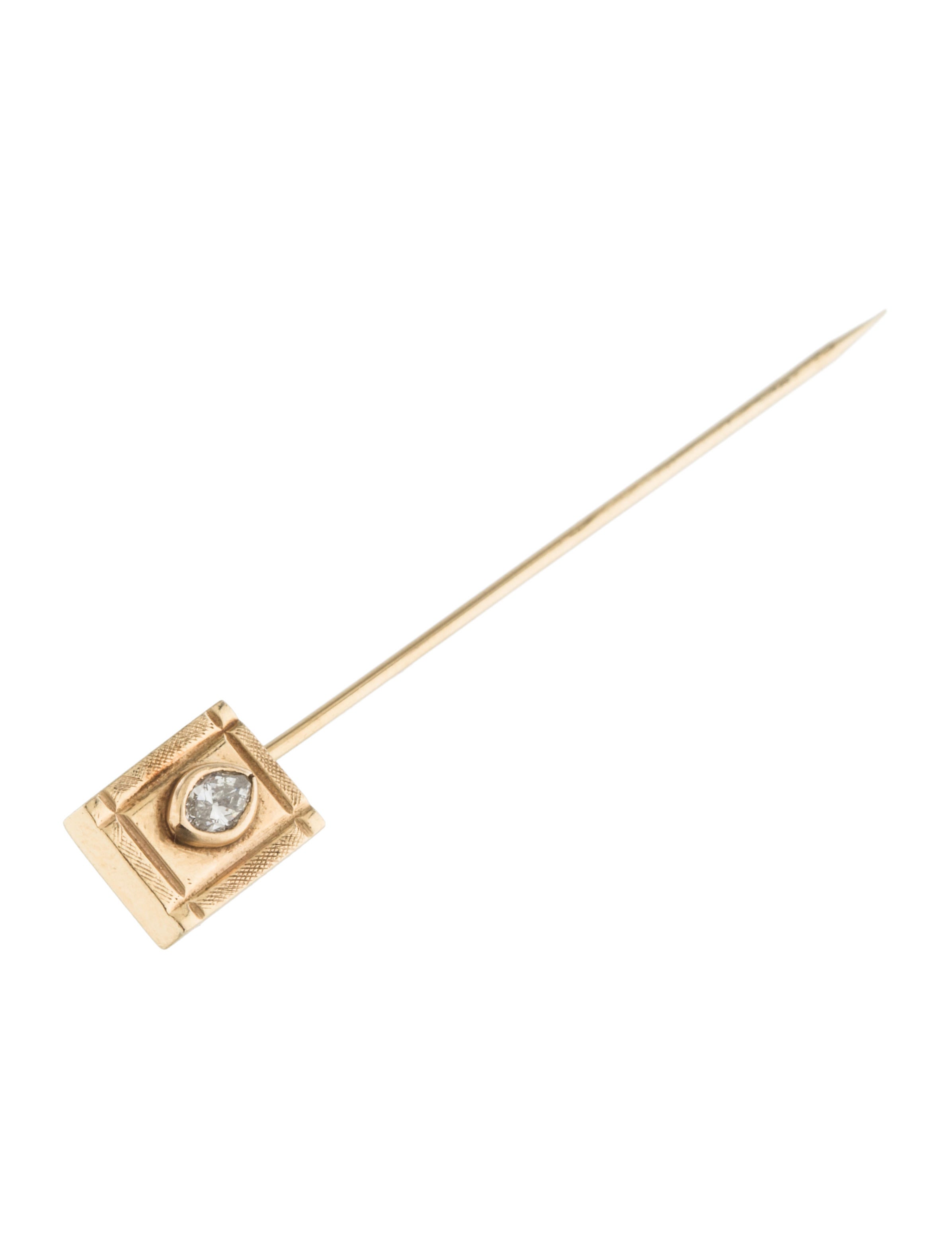 Brooch 14K Diamond Stick Pin - Gold, 14K Yellow Gold Stick Pin ...