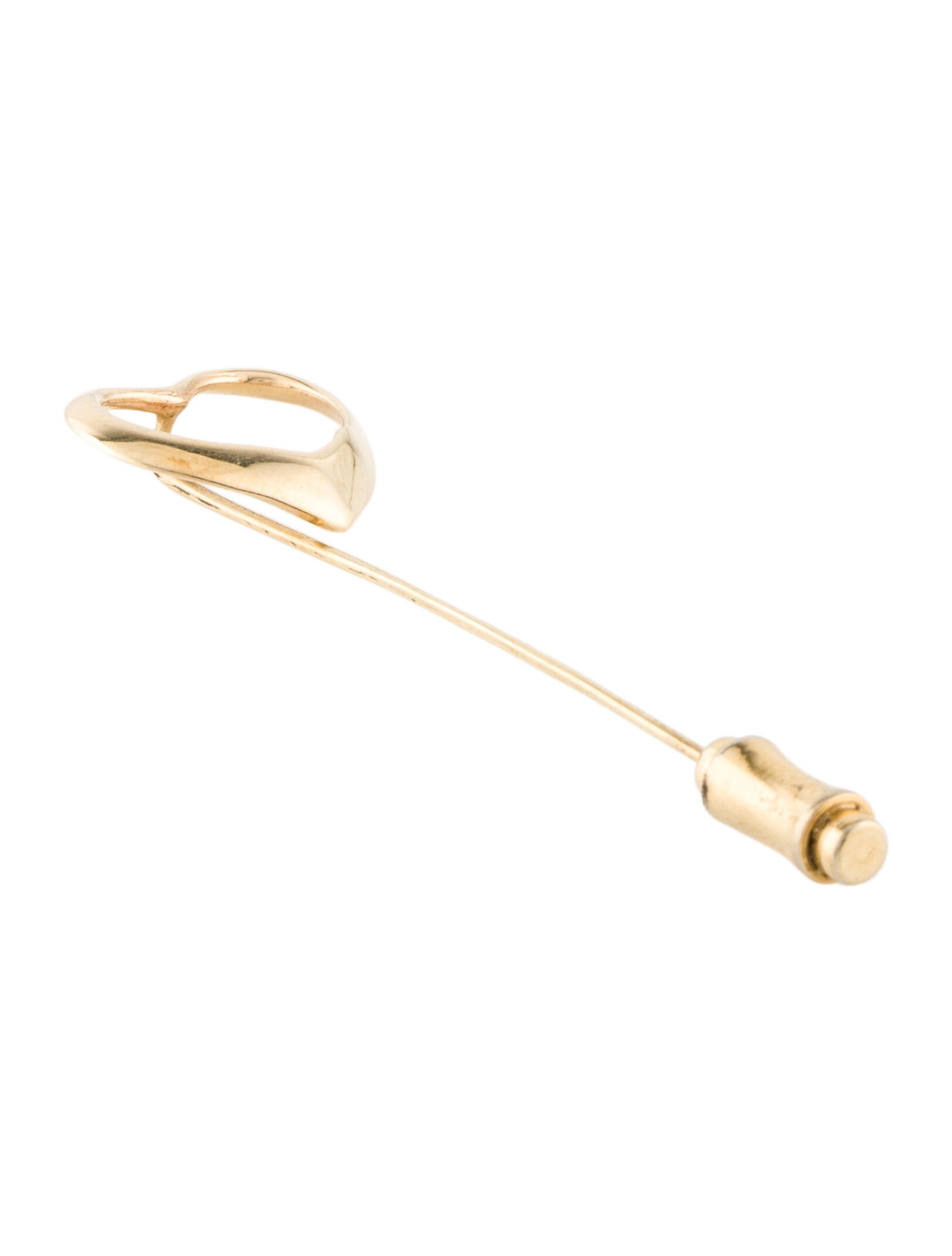 Brooch 14K Open Heart Stick Pin Brooch - 14K Yellow Gold Stick Pin ...
