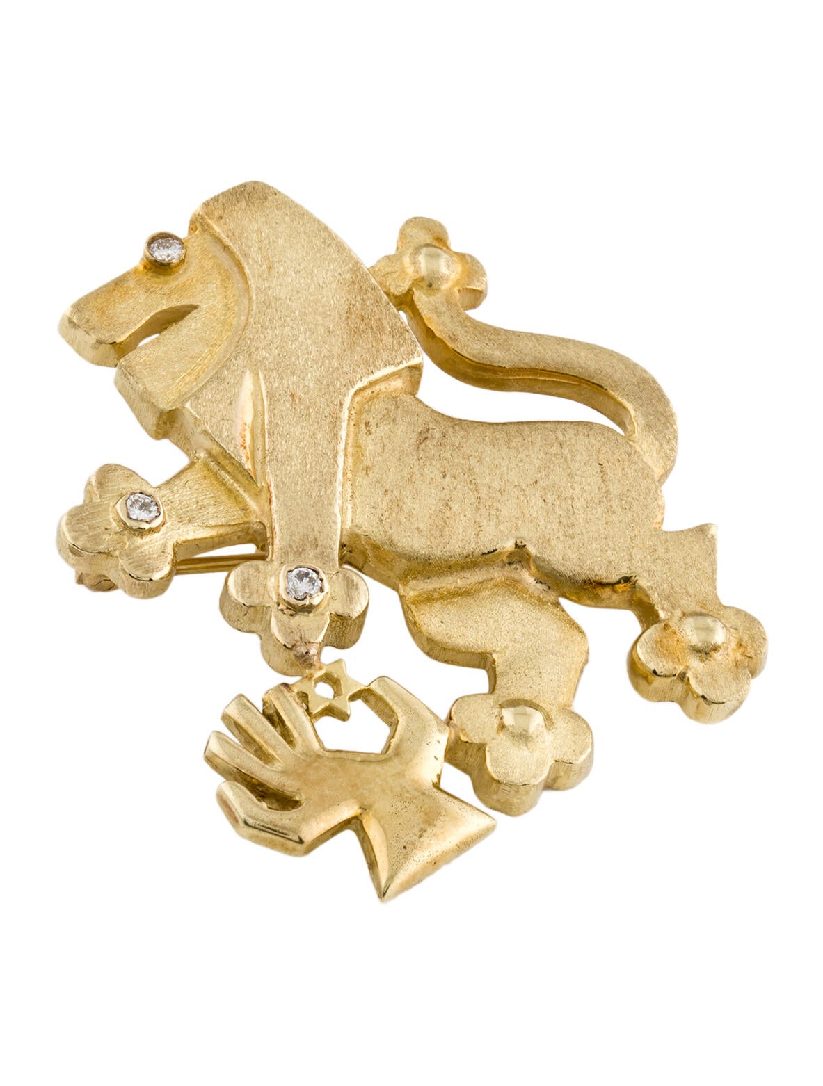 Brooch 14K Diamond Lion of Judah Brooch Pendant - 14K Yellow Gold Pin ...