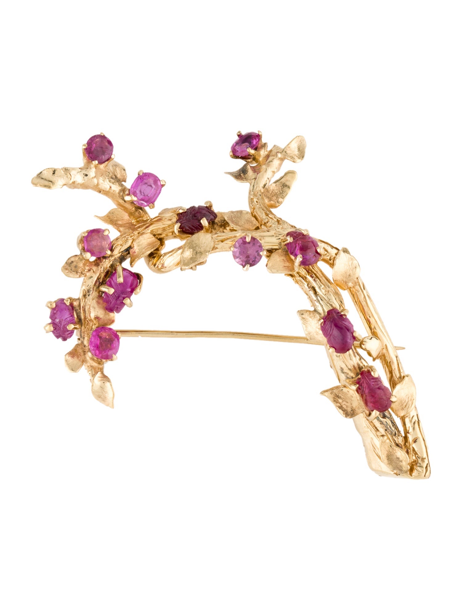 Brooch 14K Diamond and Multistone Peacock Brooch - 14K Yellow Gold Pin ...