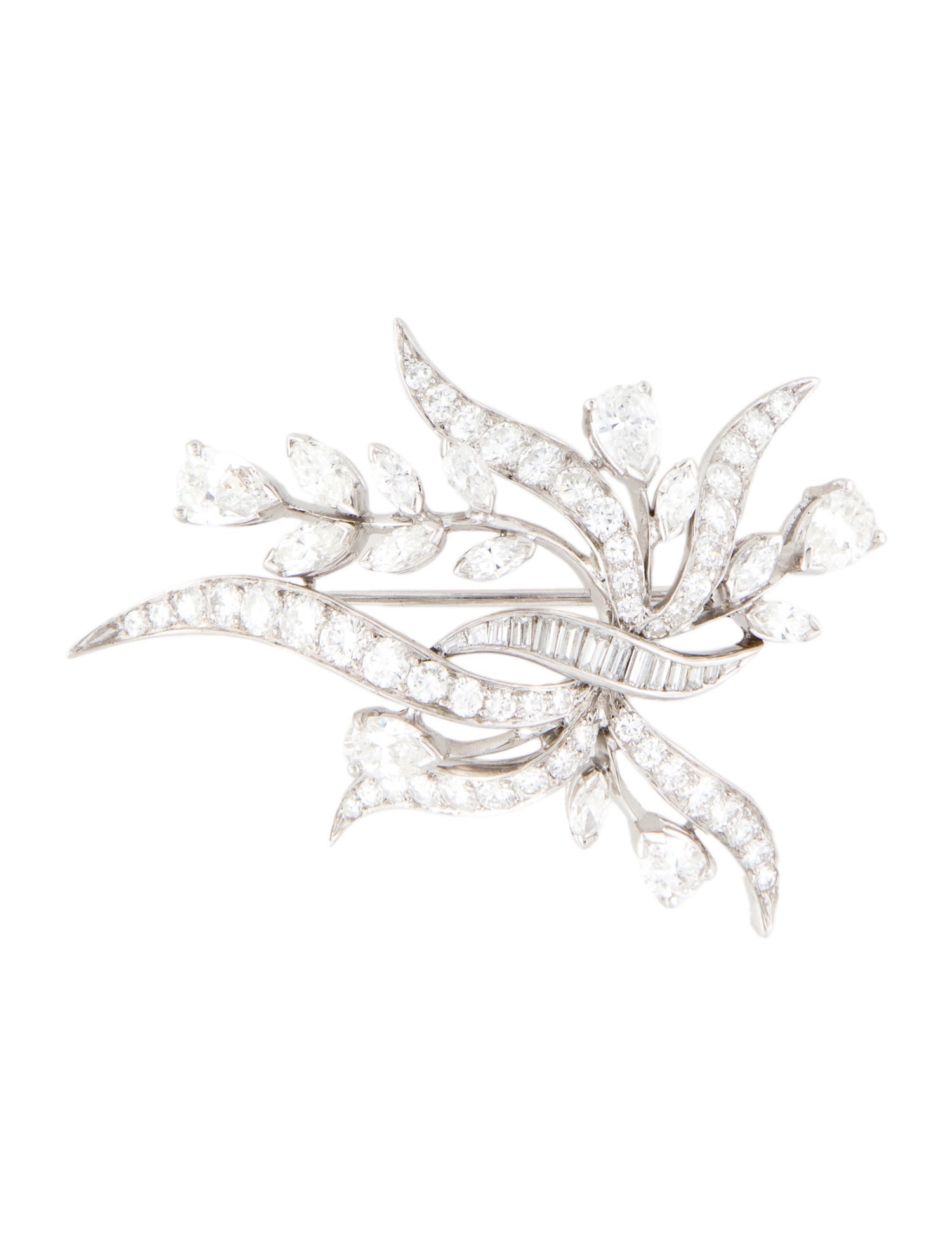 Brooch Platinum 5.05ctw Diamond Ribbon Brooch - 750 Platinum Pin ...