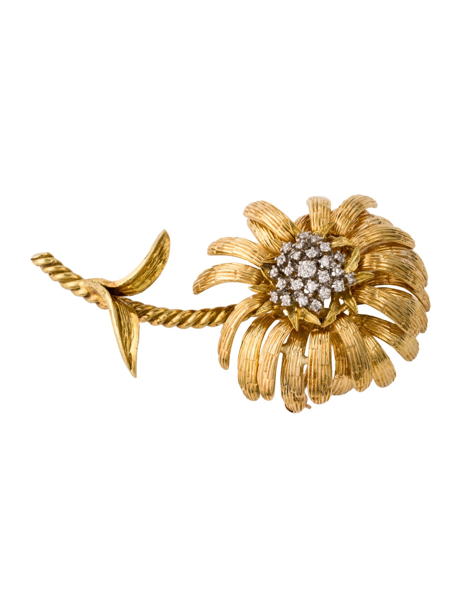 Tiffany & Co. Vintage 18K Ruby Flower Brooch - 18K Yellow Gold Pin ...
