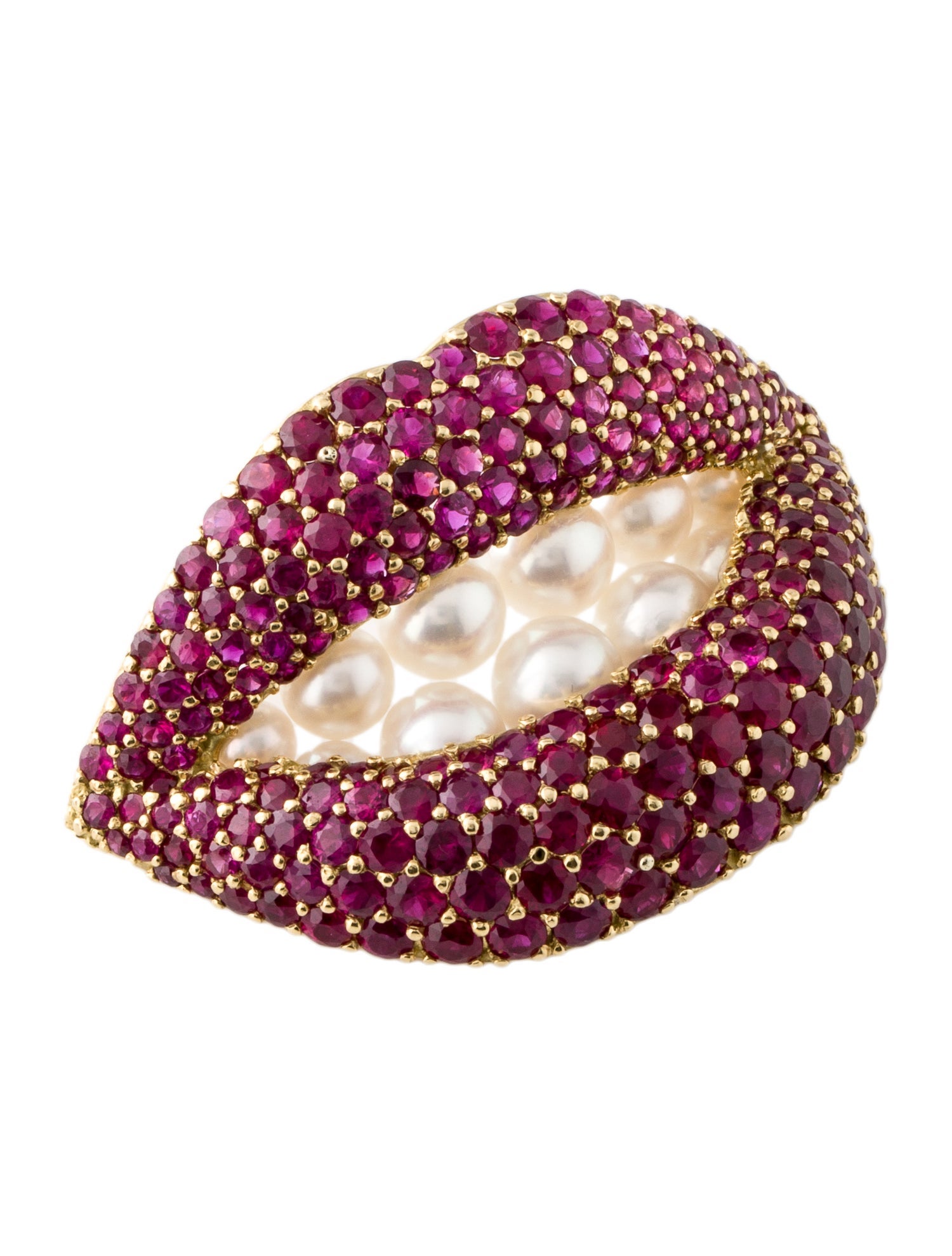 Brooch Salvador Dali by Henryk Kaston 18K Pearl & Ruby Lips Brooch ...