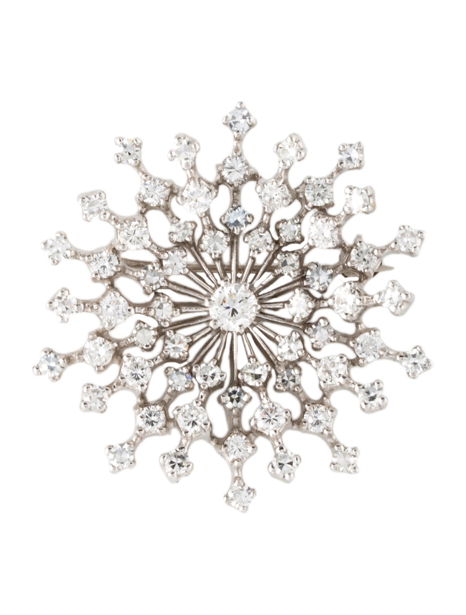 Brooch 14K 2.12ct Snowflake Brooch - Rhodium-Plated 14K White Gold Pin ...