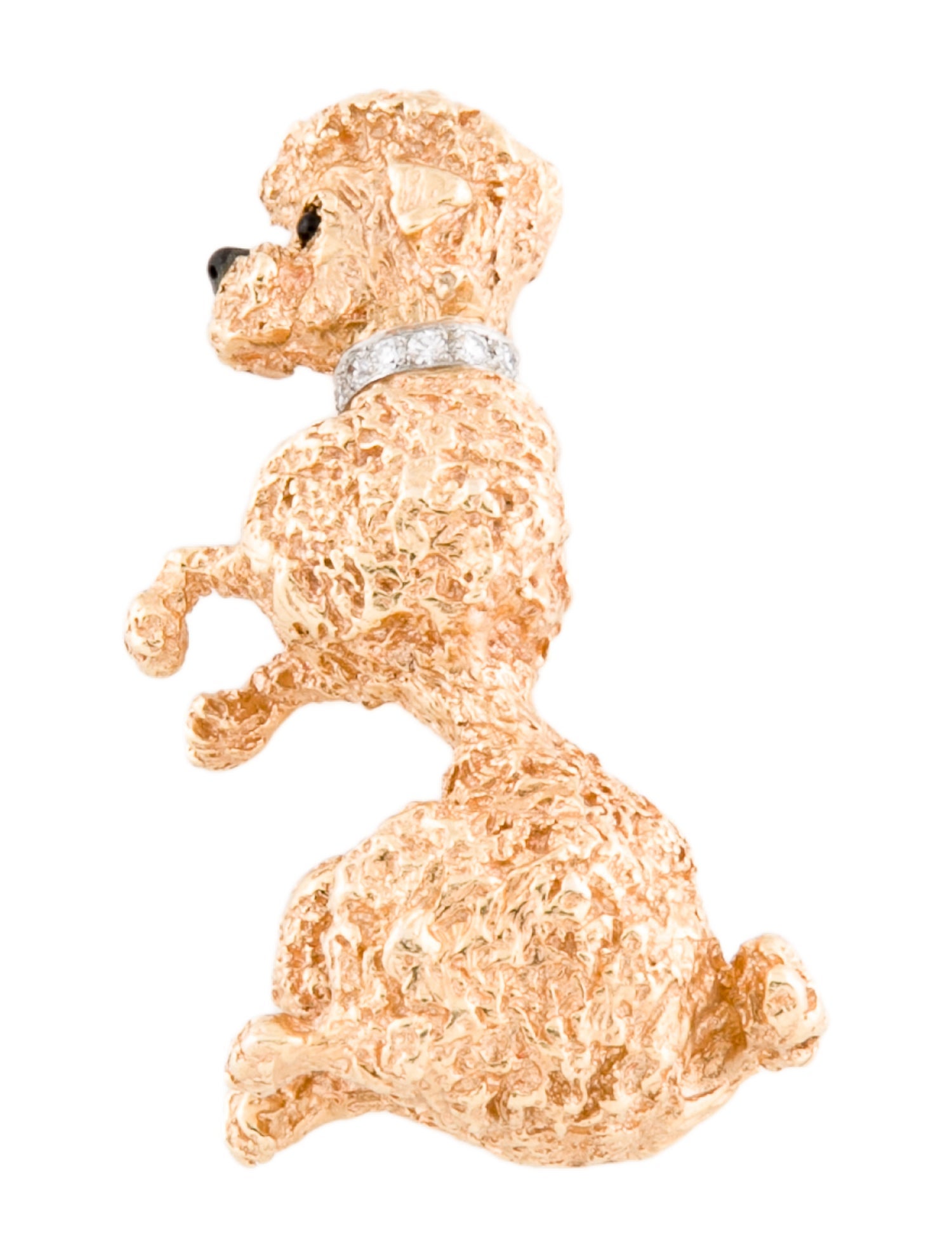 Brooch Ruser 14K Diamond & Onyx Poodle Brooch - 18K Yellow Gold Pin ...