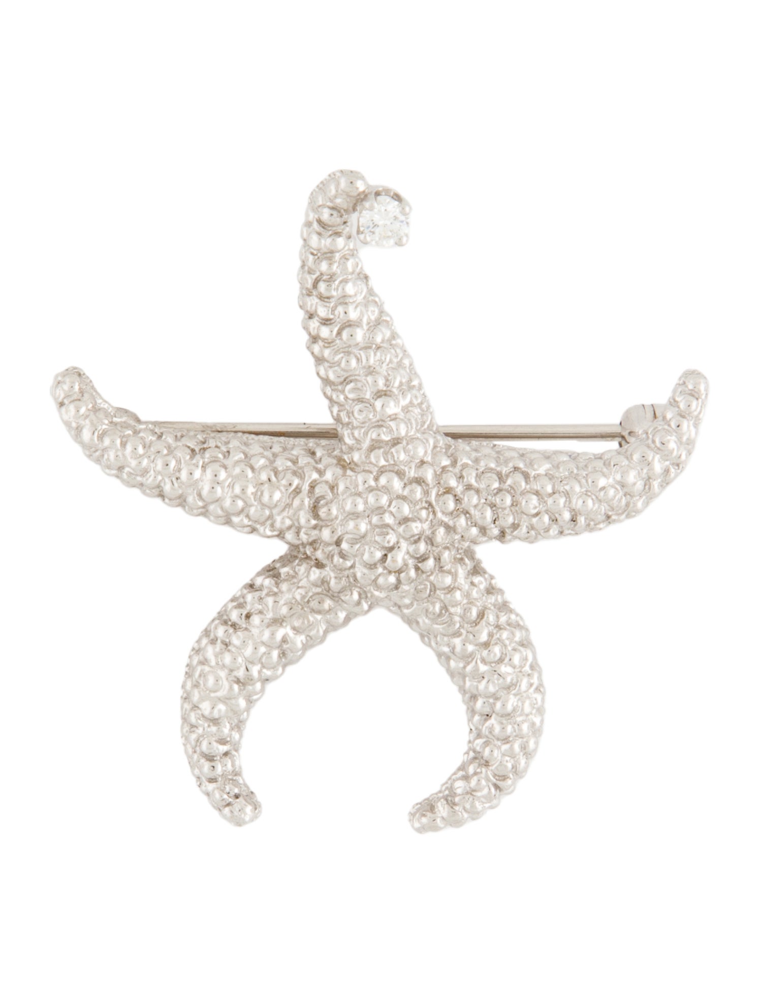 Brooch 18K Diamond Starfish Pin Brooch - Rhodium-Plated 18K White Gold ...