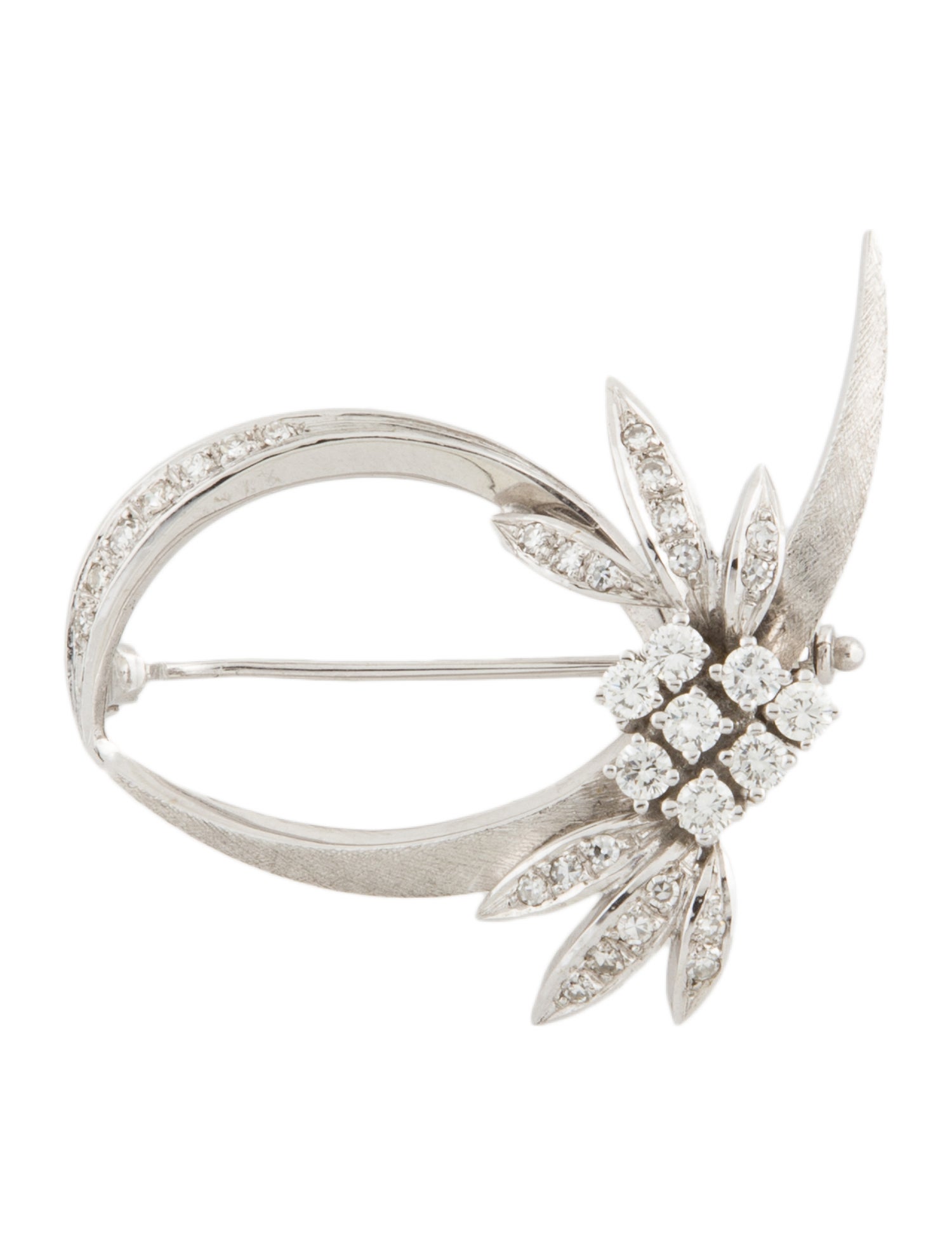 Brooch 18K Diamond Brooch Pin - 18K White Gold Pin, Brooches ...