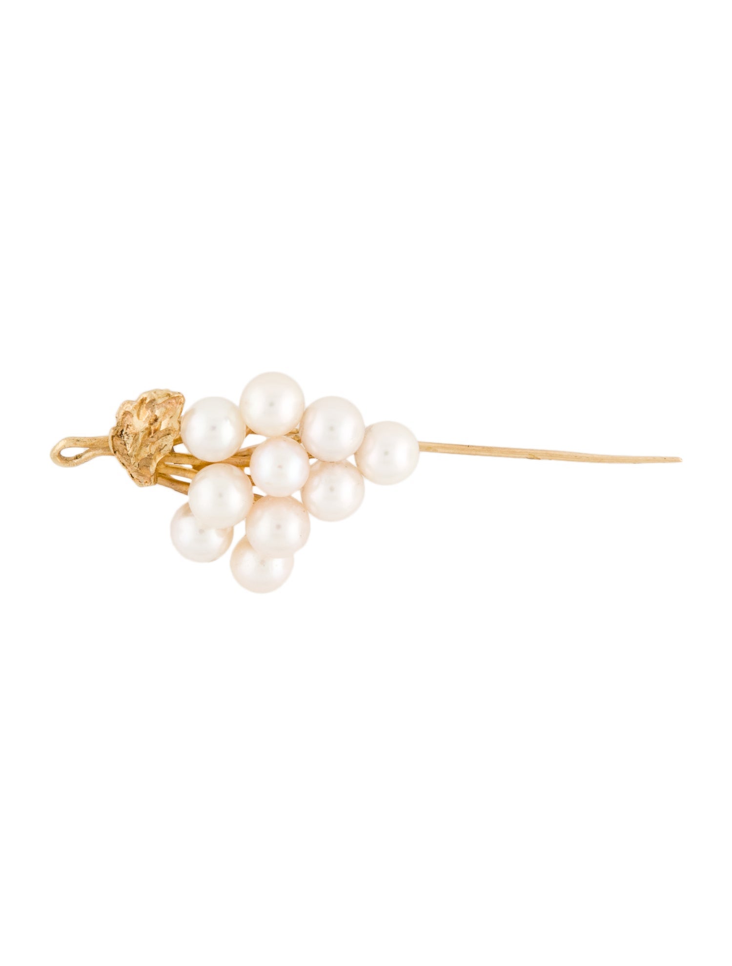 Brooch 14K Pearl Grape Pin - 14K Yellow Gold Stick Pin, Brooches ...