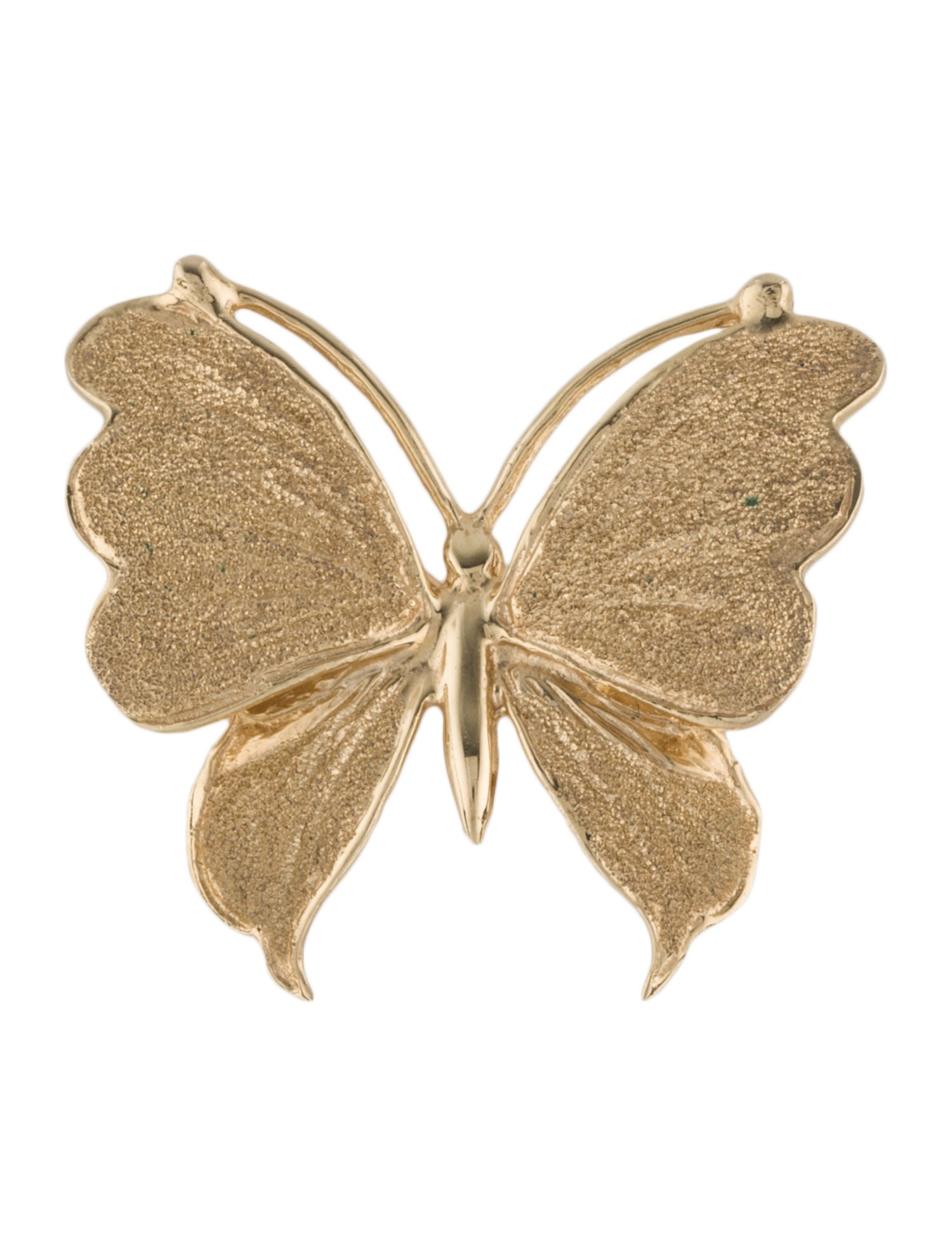 Brooch 14K Textured Butterfly Brooch Pin - 14K Yellow Gold Pin ...
