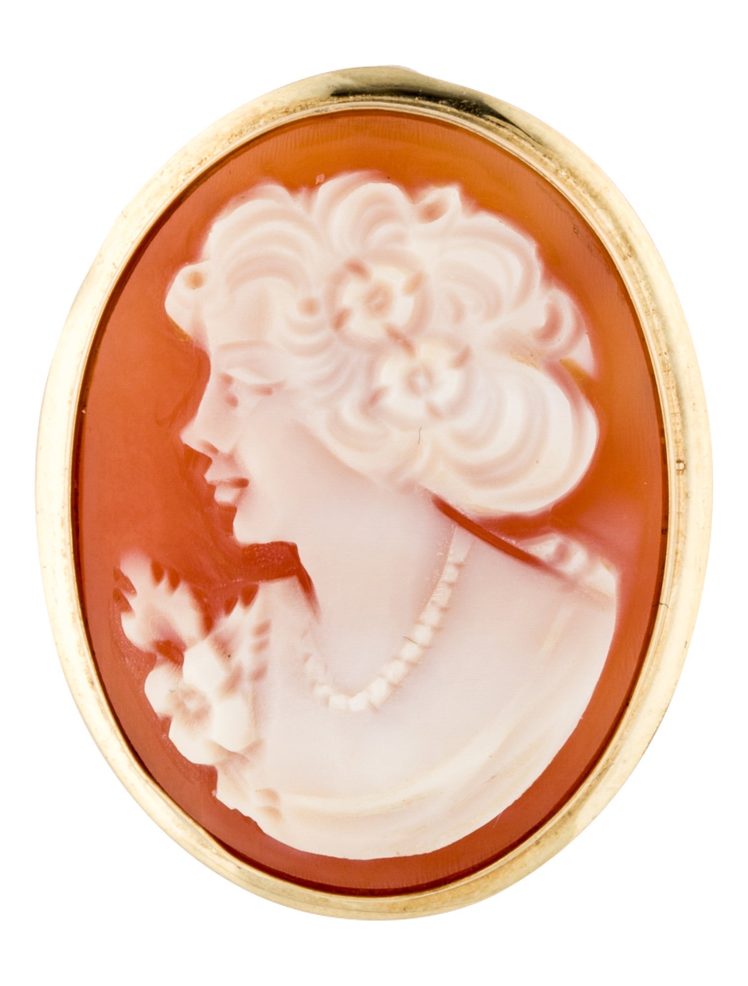 Brooch 14K Oval Shell Cameo Pendant-Brooch - 14K Yellow Gold Pendant ...