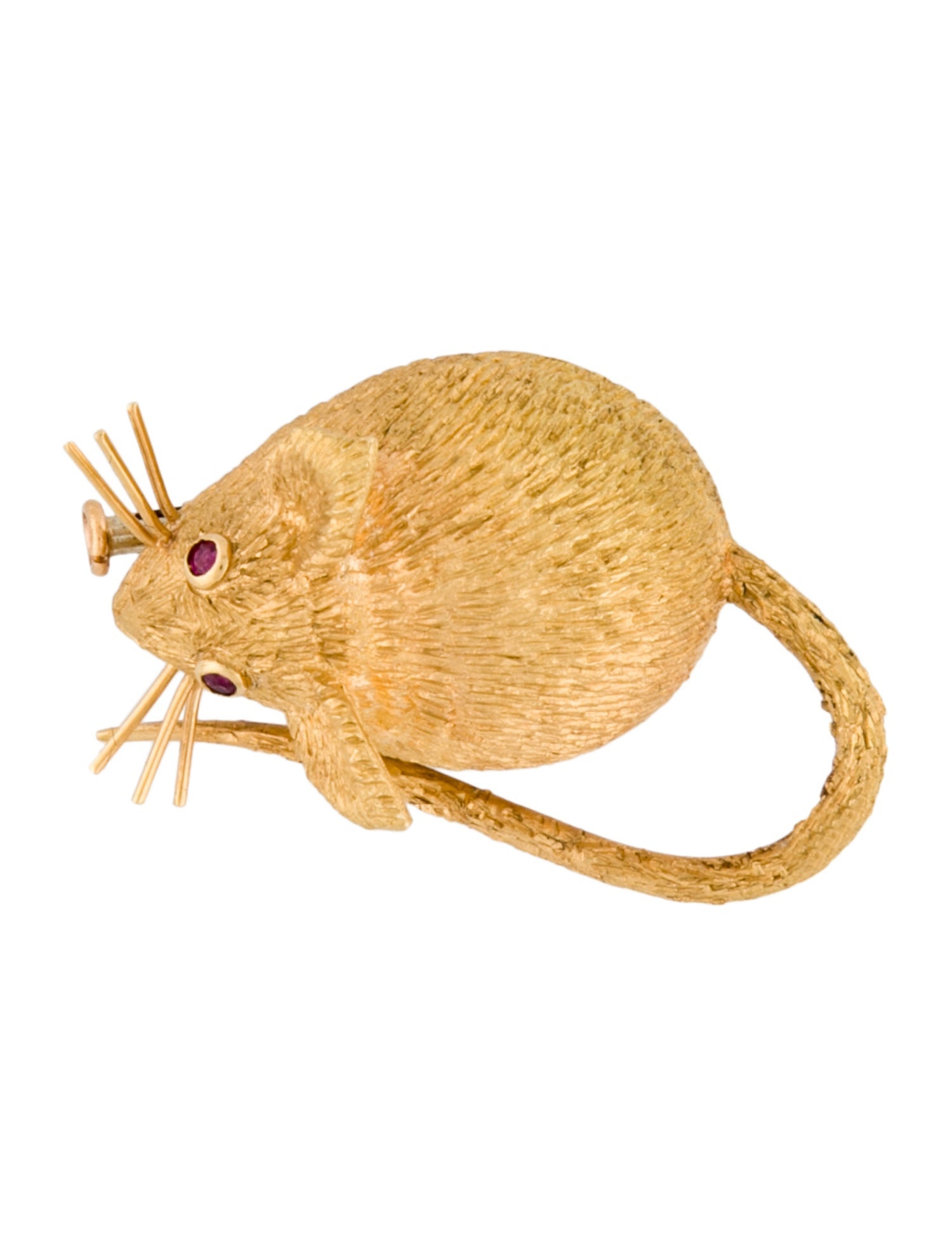 Brooch Vintage 18K Ruby Mouse Brooch - 18K Yellow Gold Pin, Brooches ...