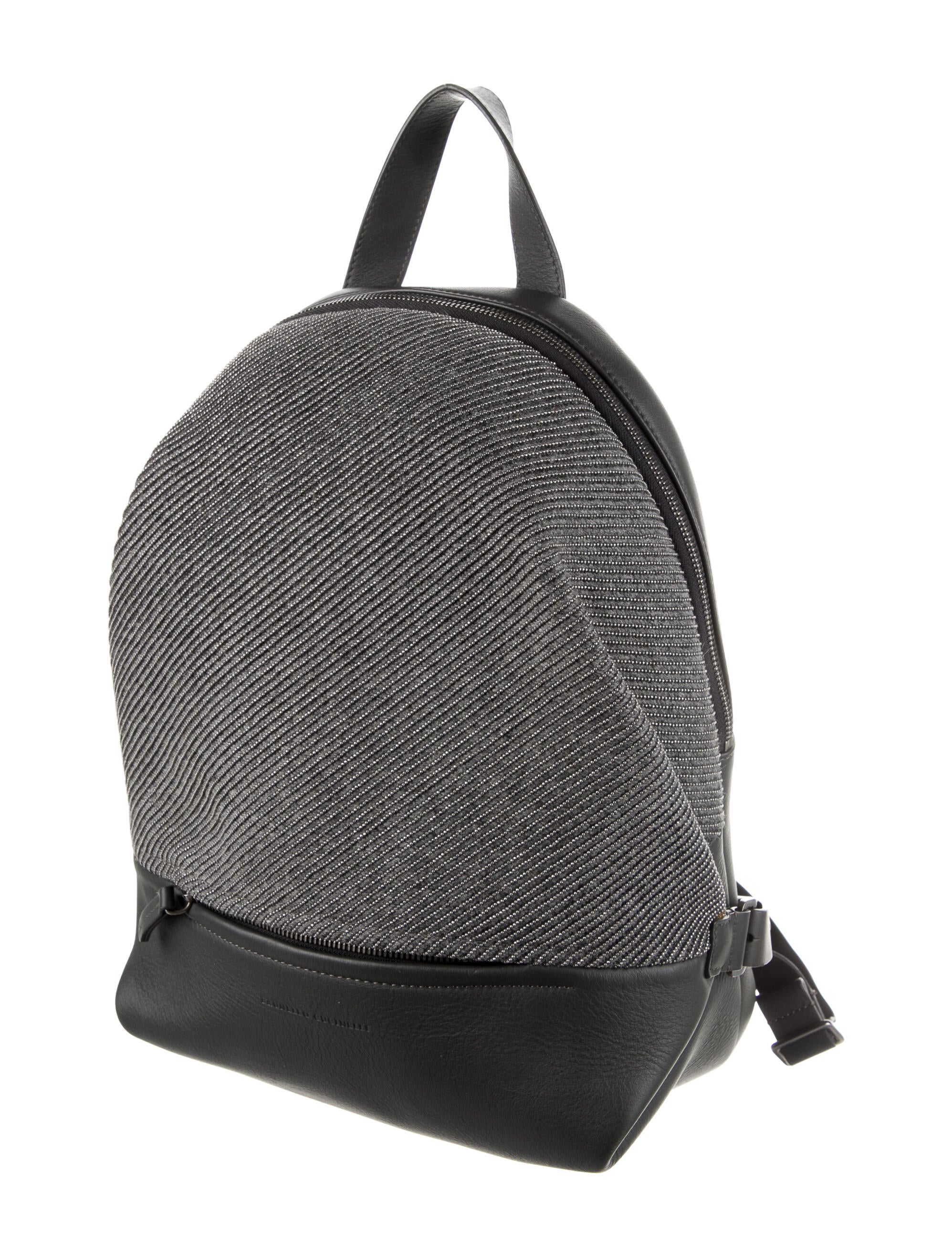 Brunello Cucinelli Monili Leather Backpack - Grey Backpacks, Handbags ...