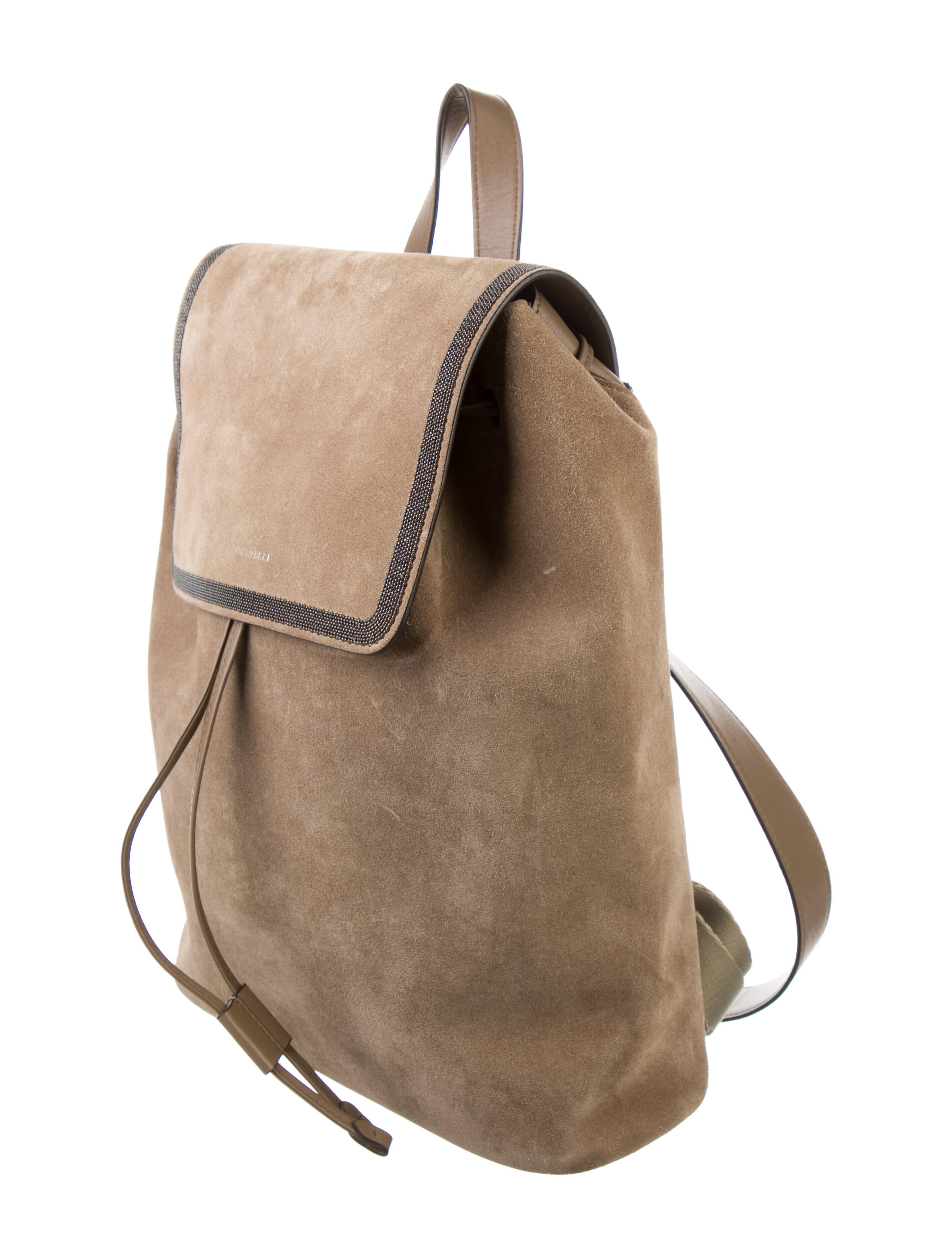 Brunello Cucinelli Suede Beaded Backpack - Neutrals Backpacks, Handbags ...