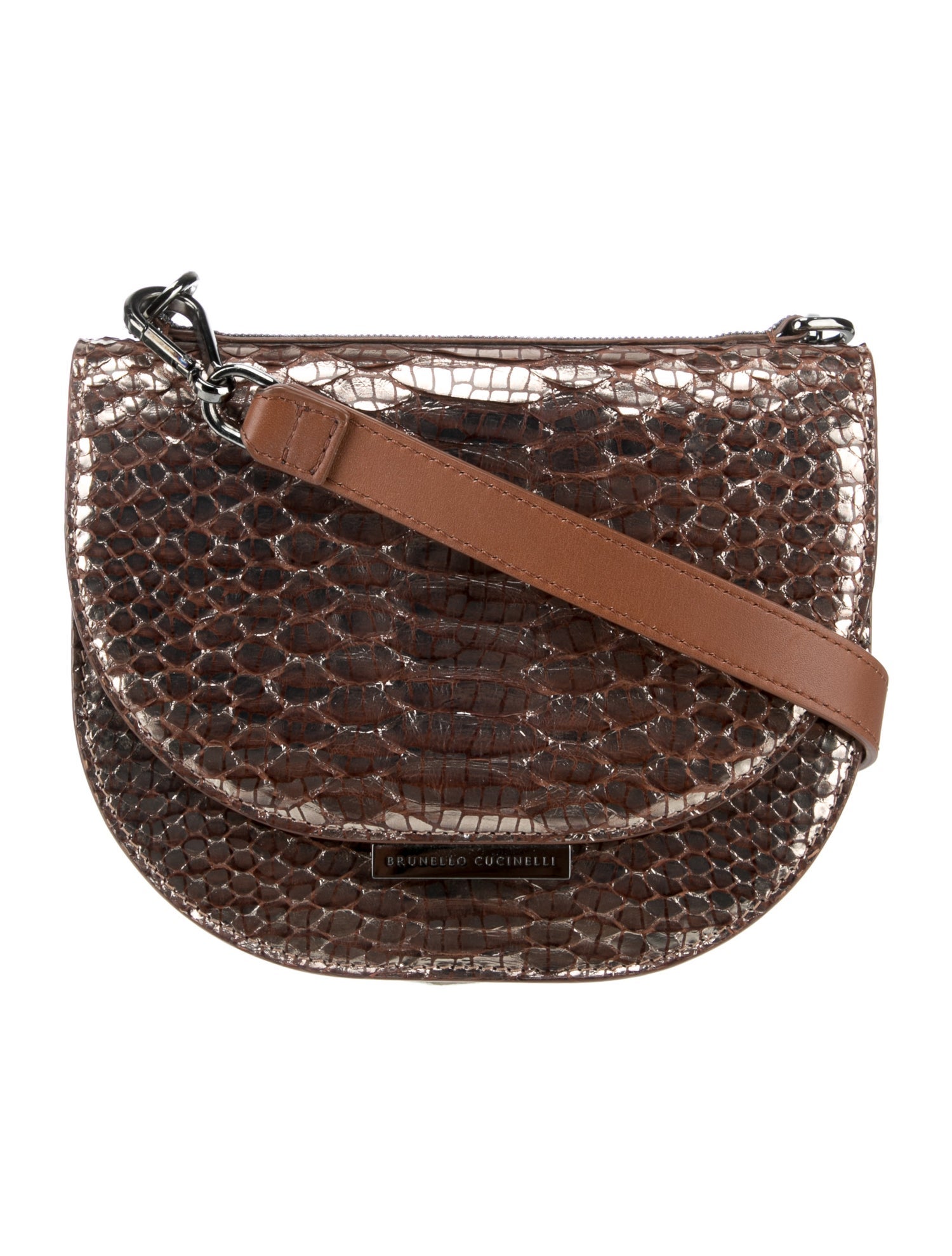 Brunello Cucinelli Snakeskin Crossbody Bag - Brown Crossbody Bags ...