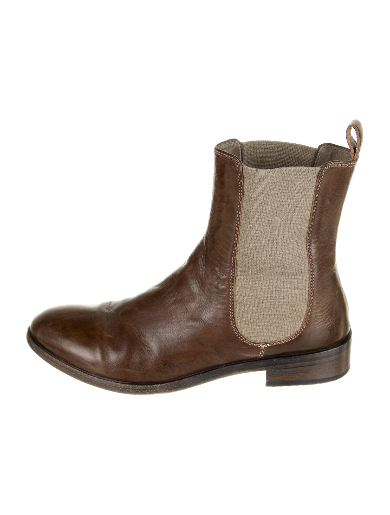 Brunello Cucinelli Leather Animal Print Chelsea Boots - Brown Boots ...
