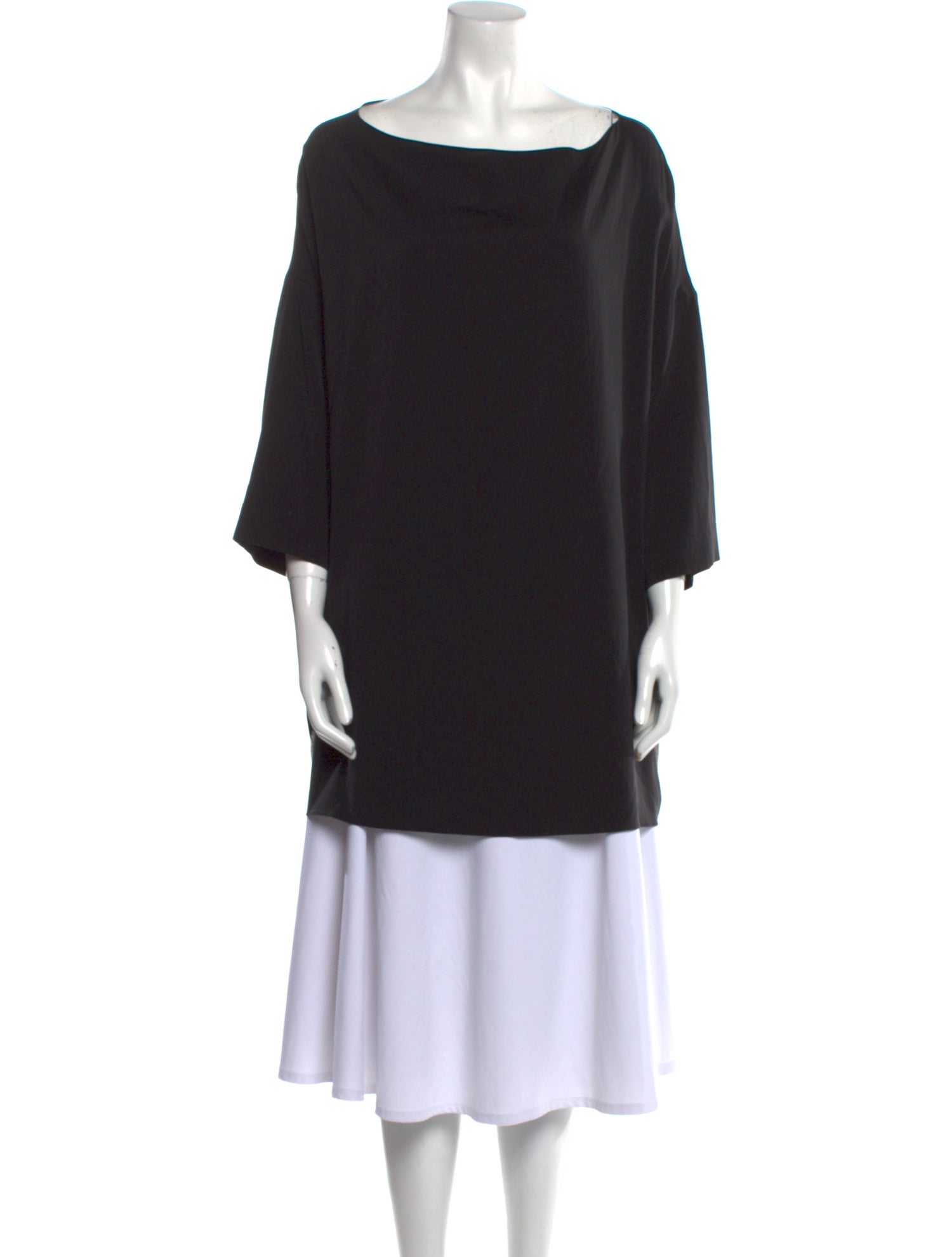 Brunello Cucinelli Silk Bateau Neckline Tunic - Black Tops, Clothing - BRU290603 | The RealReal