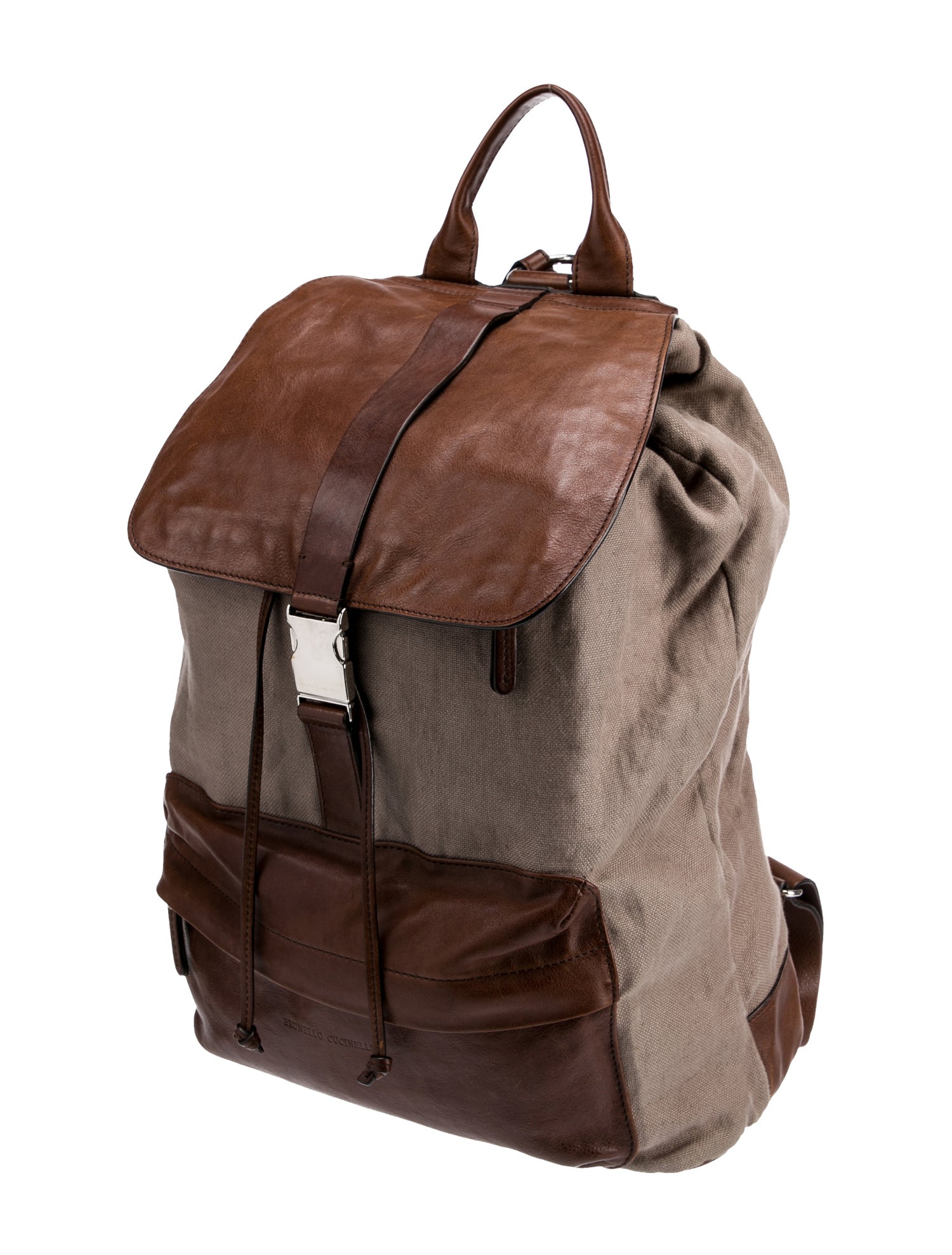 Brunello Cucinelli Canvas Leather Trim Backpack - Neutrals Backpacks ...