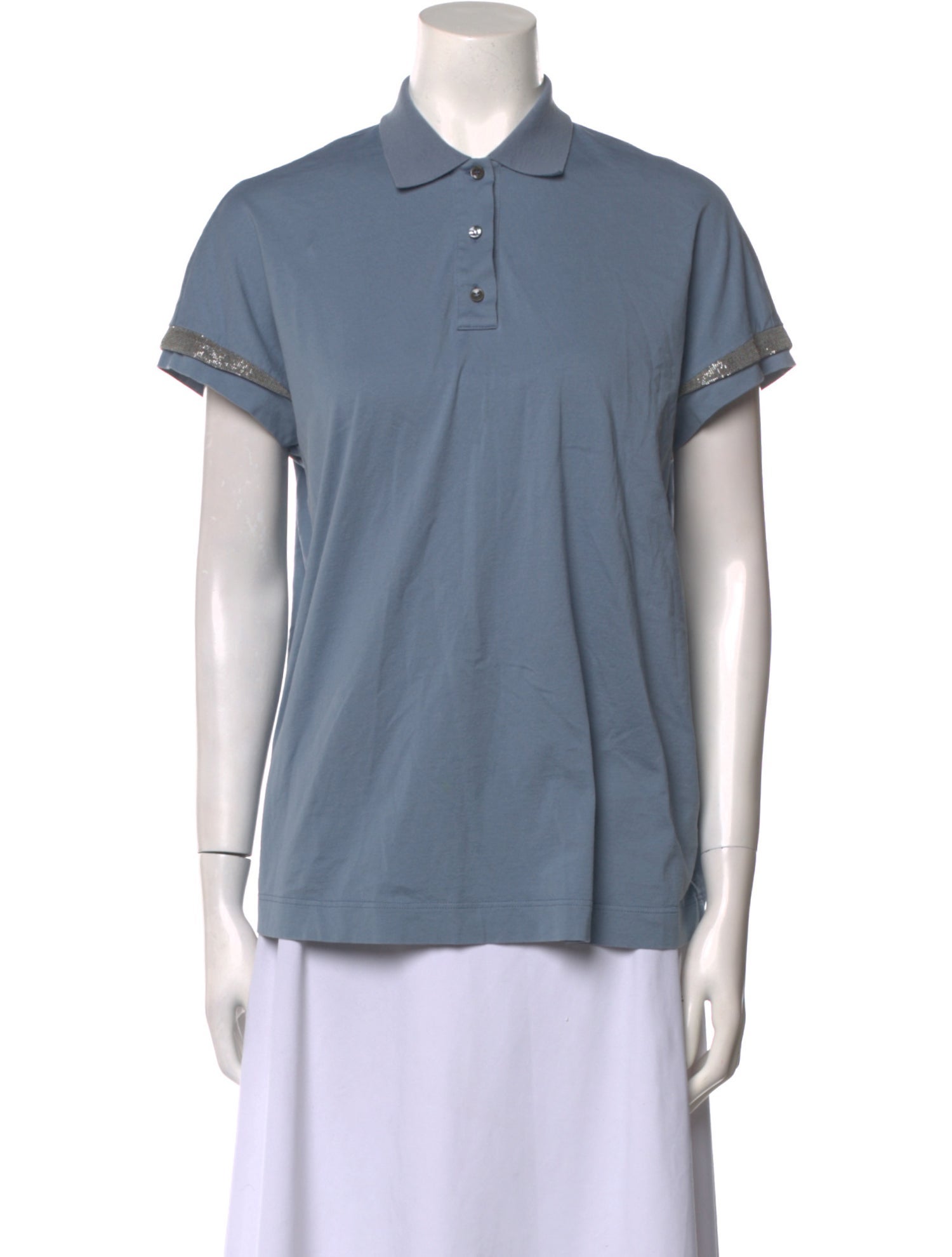Brunello Cucinelli Short Sleeve Polo - Blue Tops, Clothing - BRU365901 ...