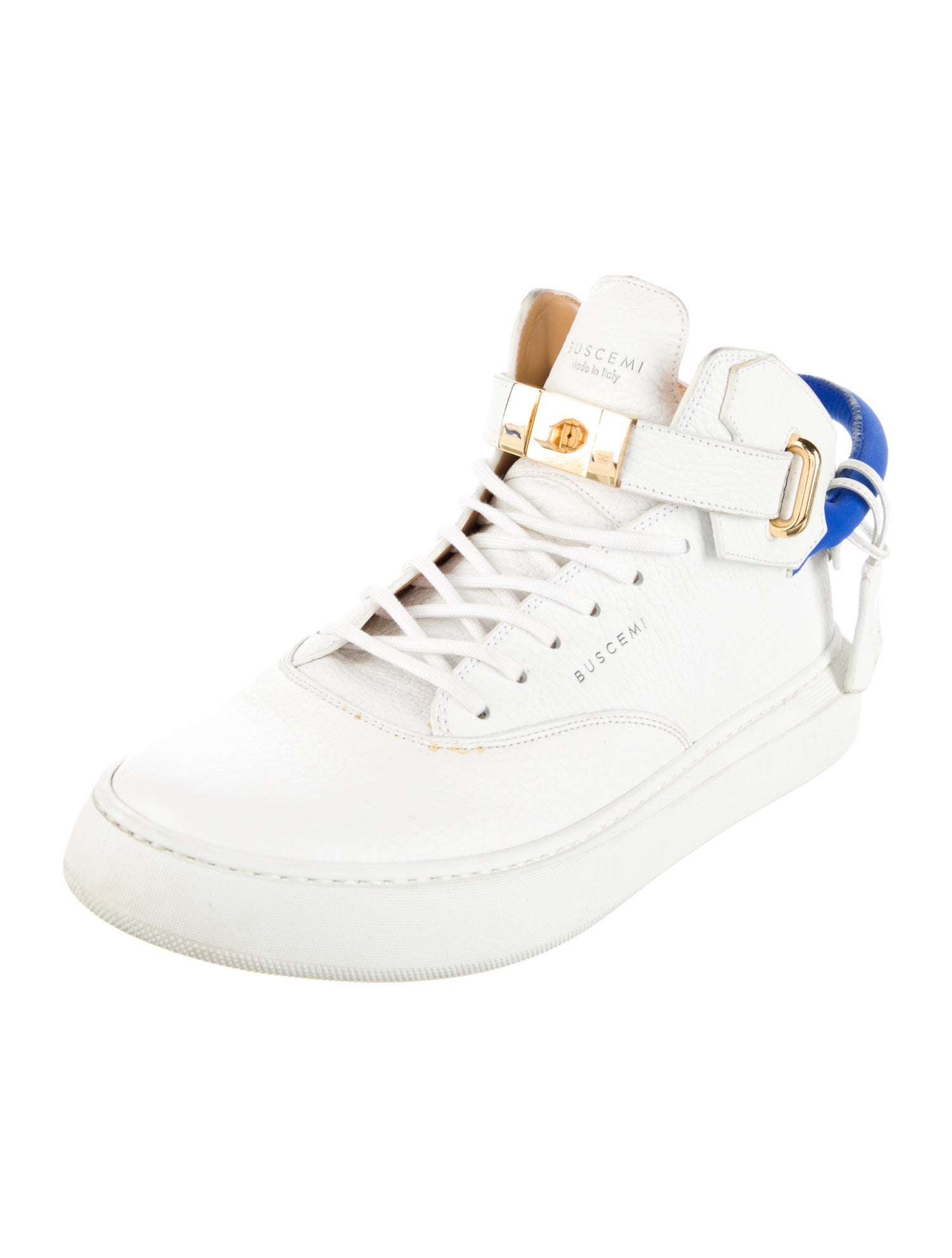 Buscemi Leather Colorblock Pattern Sneakers - White Sneakers, Shoes ...