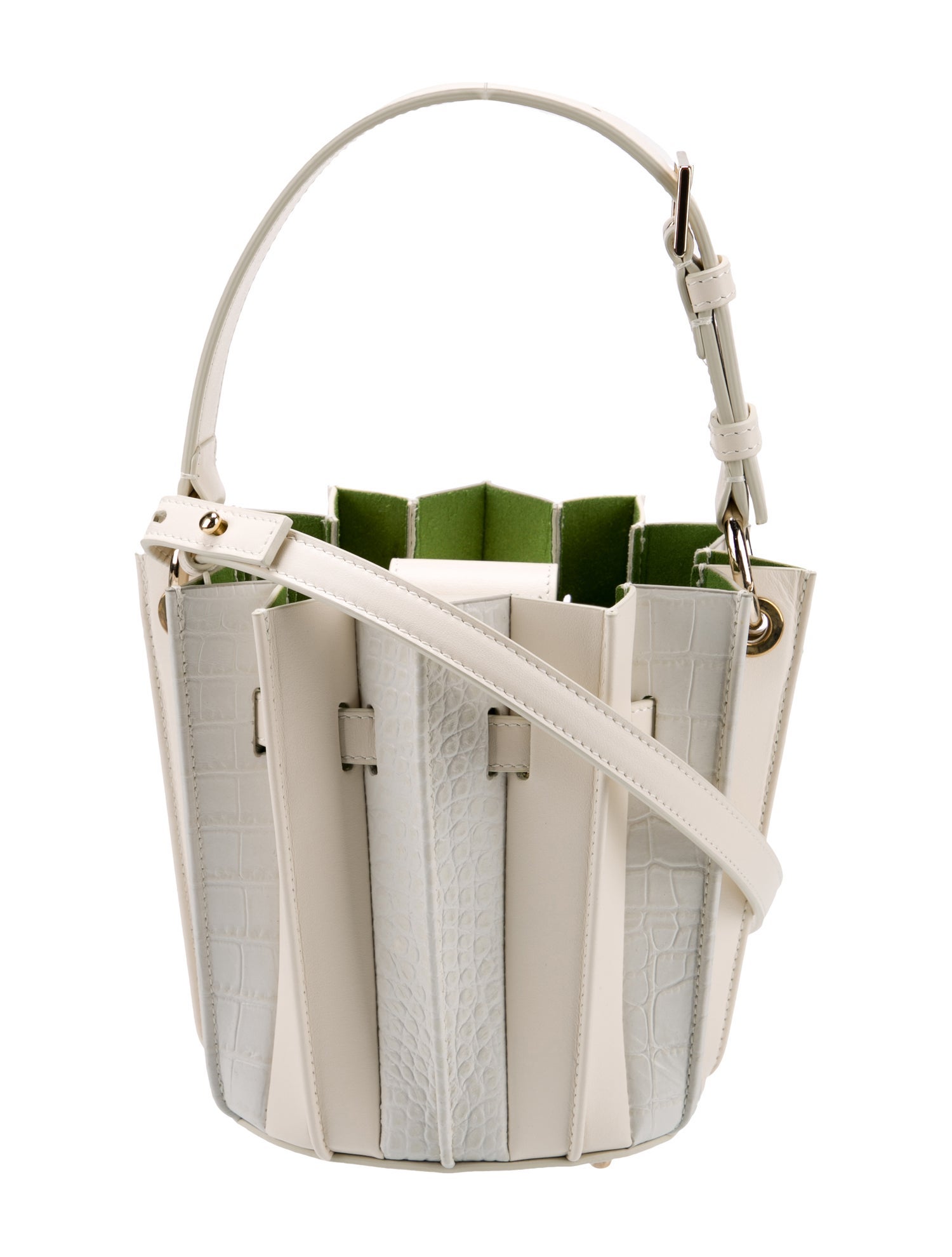 Sara Battaglia Croc Embossed Bucket Bag - Neutrals Bucket Bags ...
