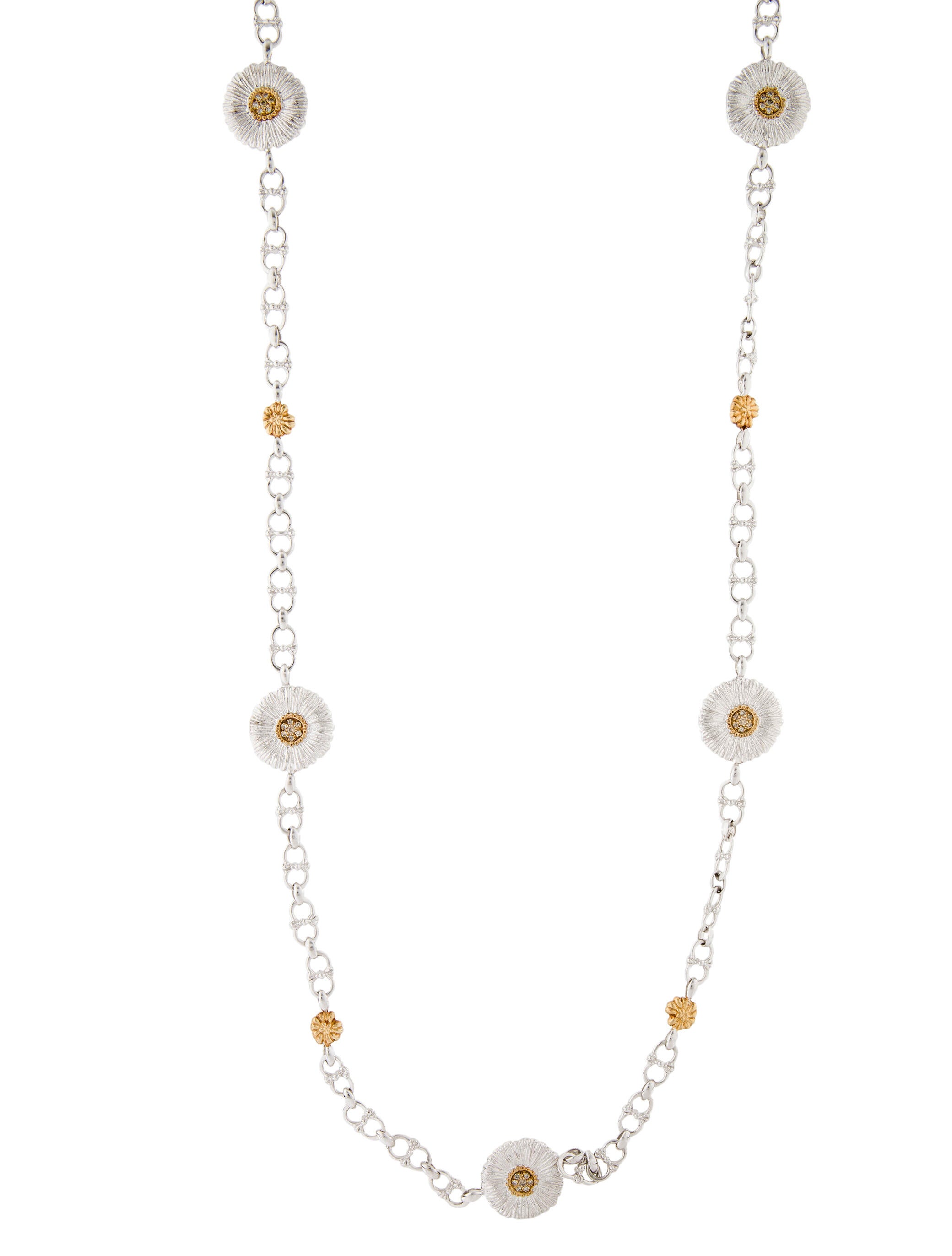 Buccellati Diamond Blossom Daisy Station Necklace - Sterling Silver Station, Necklaces | The ...