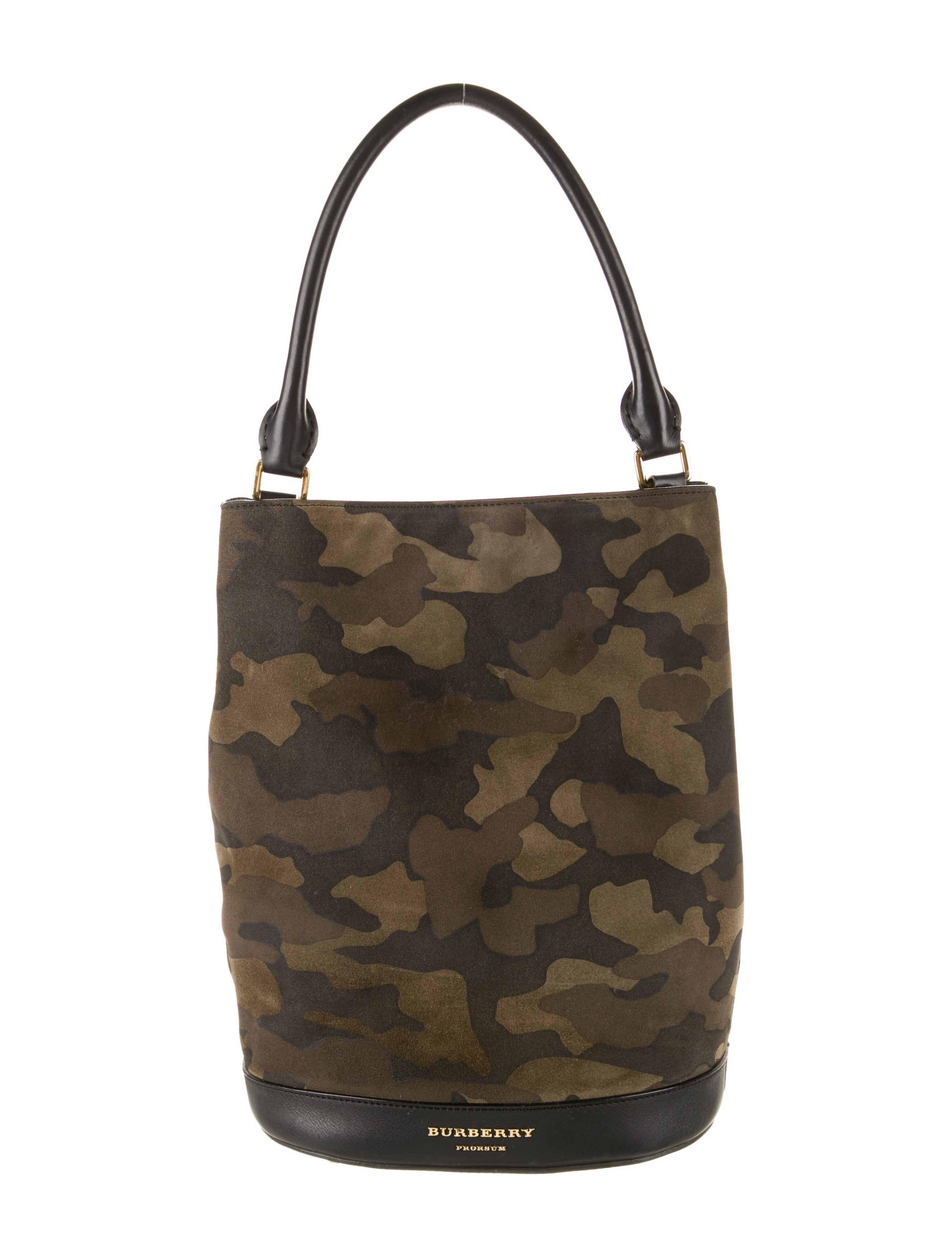 Burberry Prorsum Suede Camo Bucket Bag - Green Bucket Bags, Handbags ...