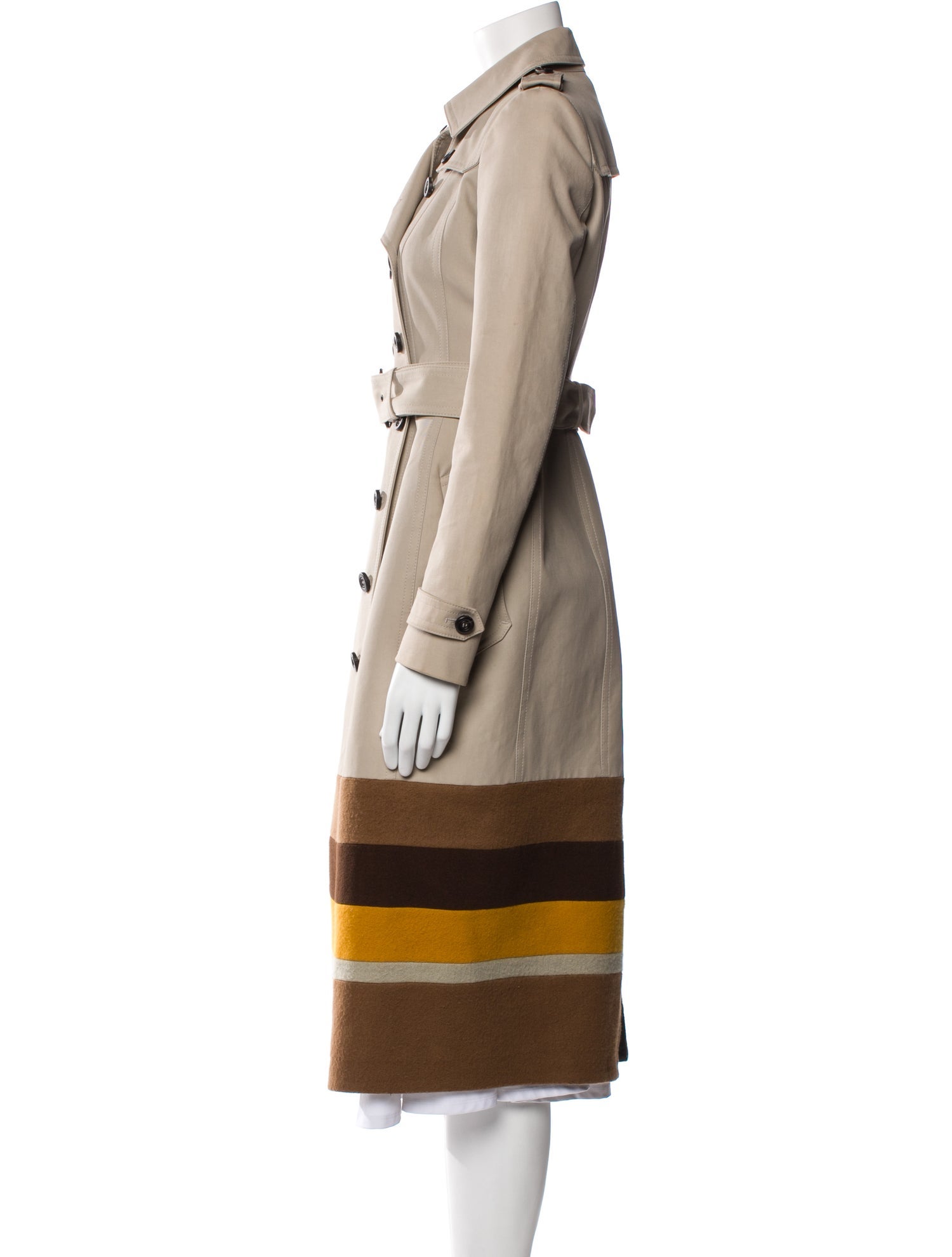 Burberry Prorsum Colorblock Pattern Trench Coat - Neutrals Coats ...